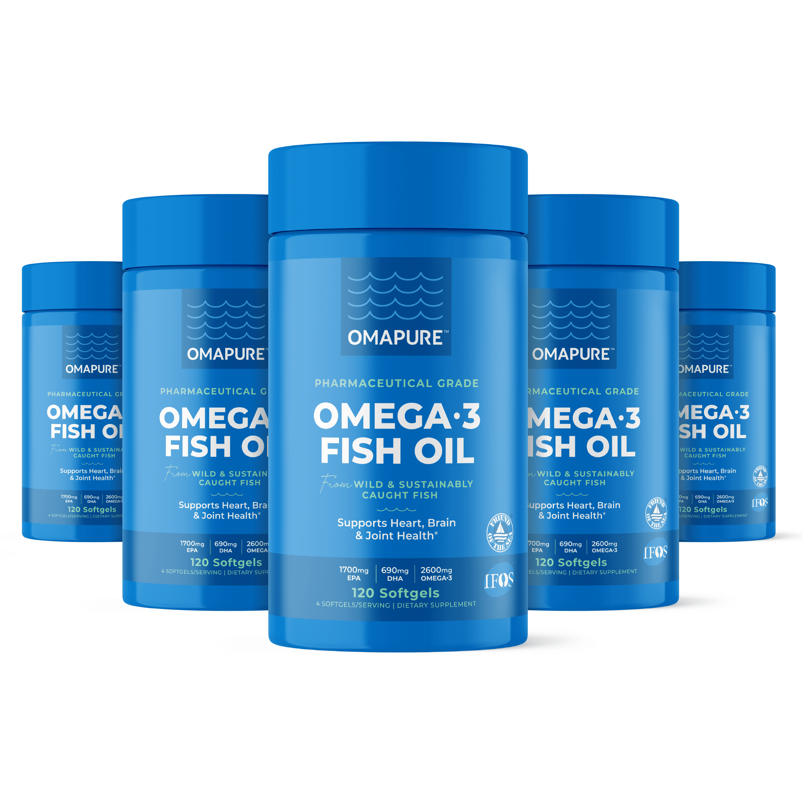OMAPURE Fish Oil Supplements with Omega 3 Fatty Acids (5 Bottle, 120 ...