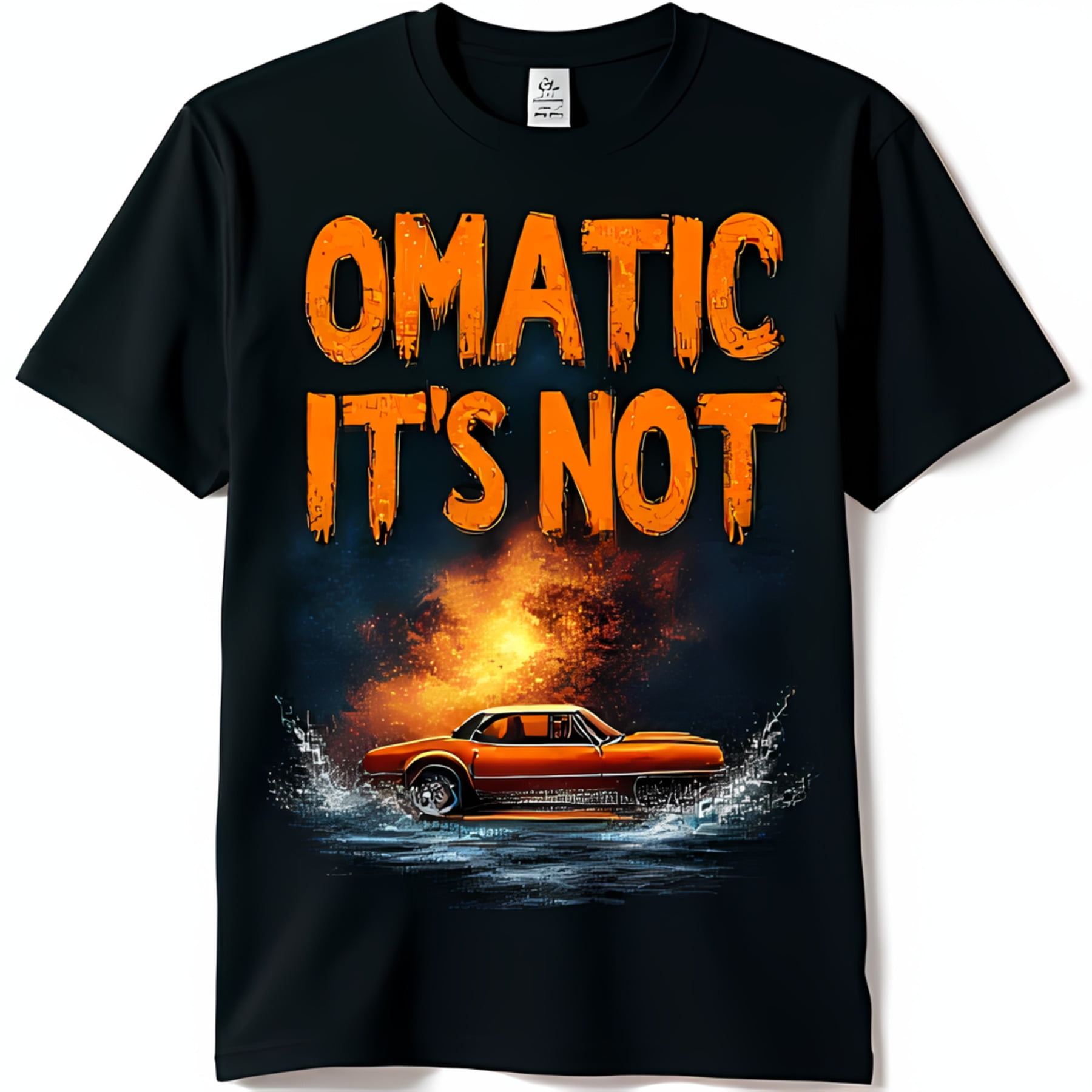 OMATIC IT'S NOT Black T-Shirt with Bold Dripping Graphic & Vintage Car Design - Walmart.com