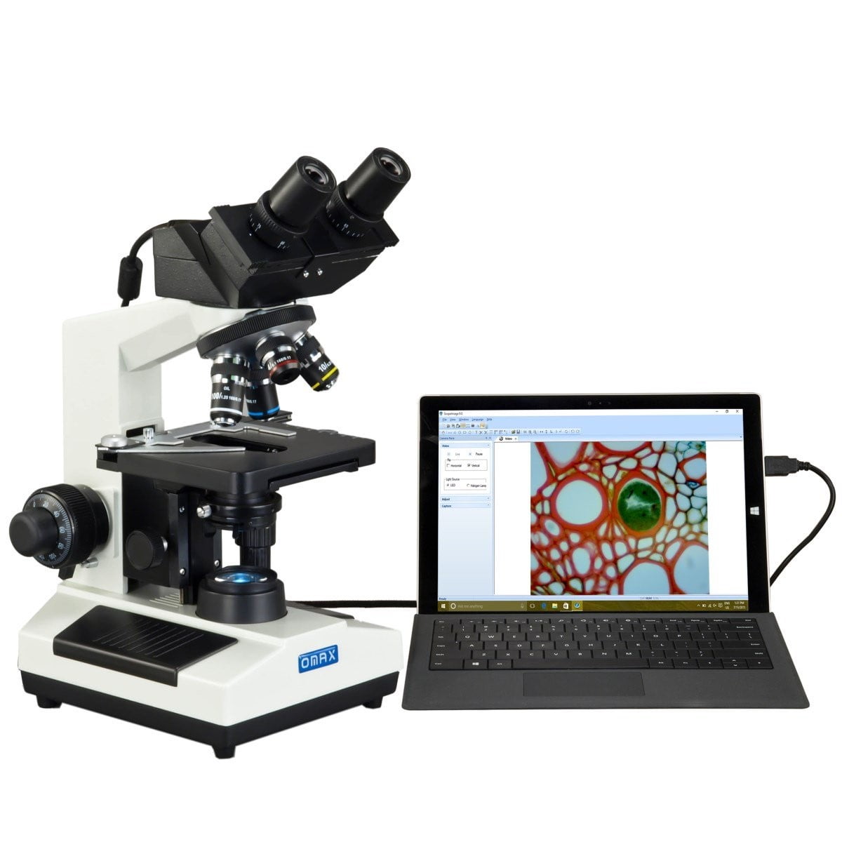 omax built-in 3mp camera 40x-2000x digital biological compound ...