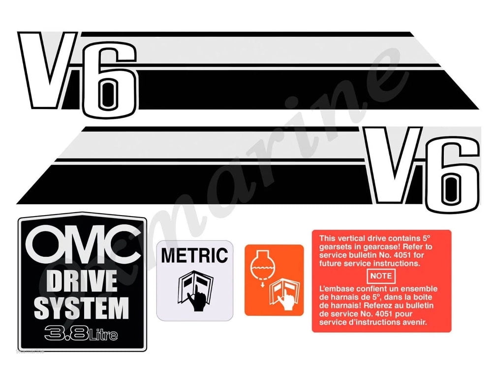OMC Stringer Stern Drive Sticker Set for 3.8 Litre - Walmart.com