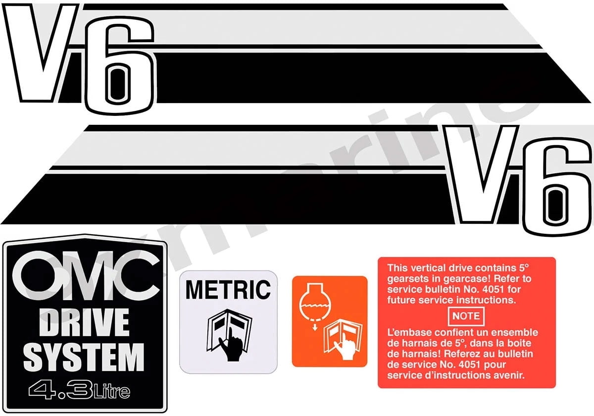 OMC Stringer Stern Drive Sticker Set for 4.3 Litre - Walmart.com
