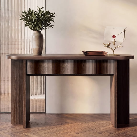 OMCHOM Console Table 55in Farmhouse Wood Narrow Foyer Entryway Table ...