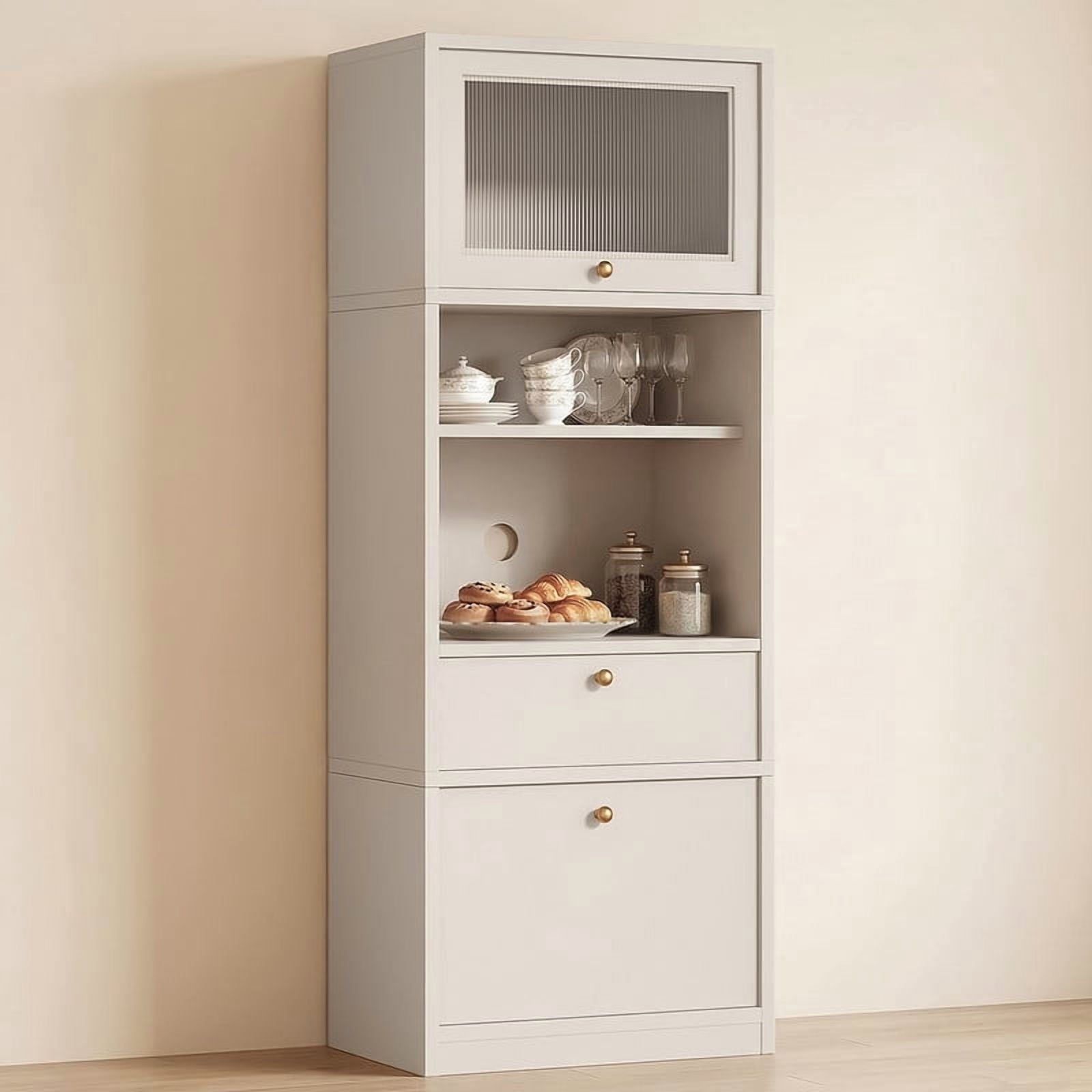 OMCMUU Storage Cabinet Kitchen Cabinet with Drawers and Shelves, Tall ...