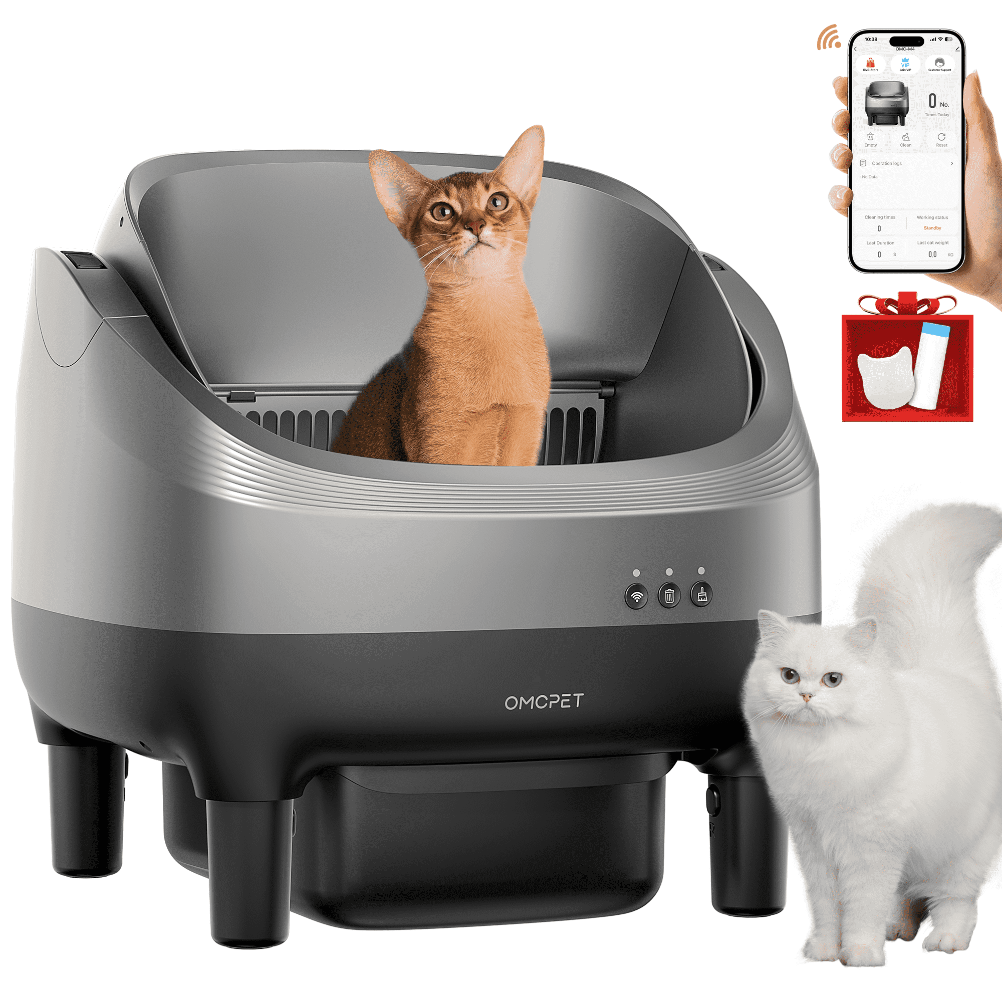 OUDOSPRS Automatic Cat Litter Box Self Cleaning, Smart Litter Box for ...