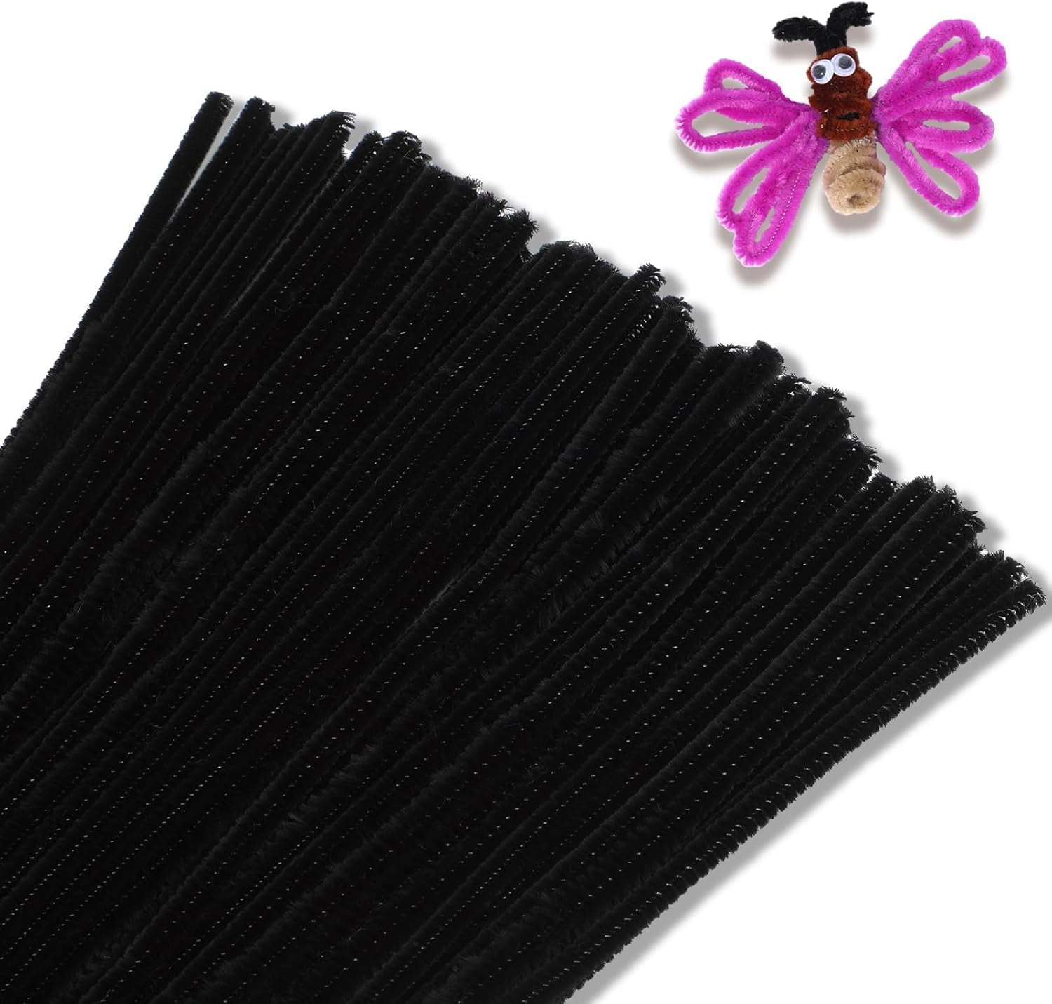 OME 100 Pieces Pipe Cleaners Chenille Stem, Black Pipe Cleaners for ...