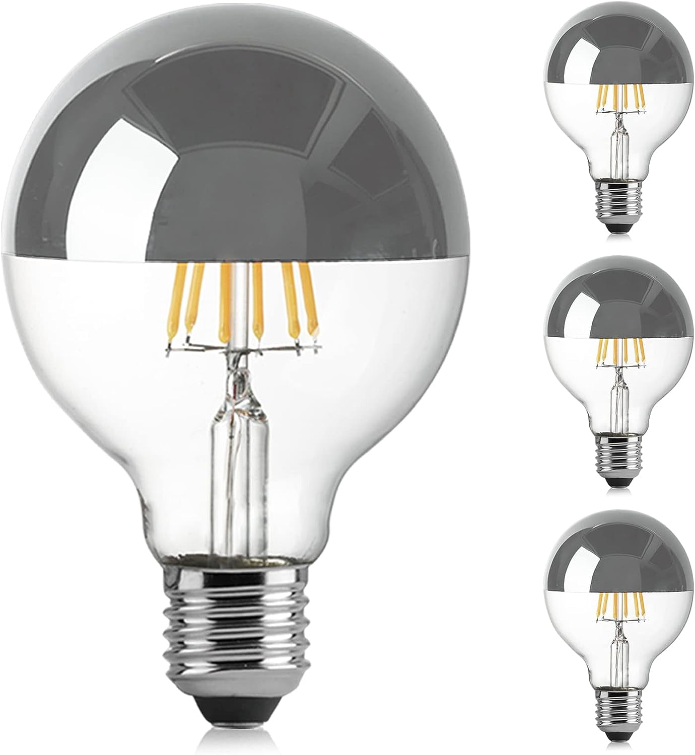 OMED 60w Equivalent Half Chrome Led 4 Pack Lights | 6 Watt G25/G80 ...