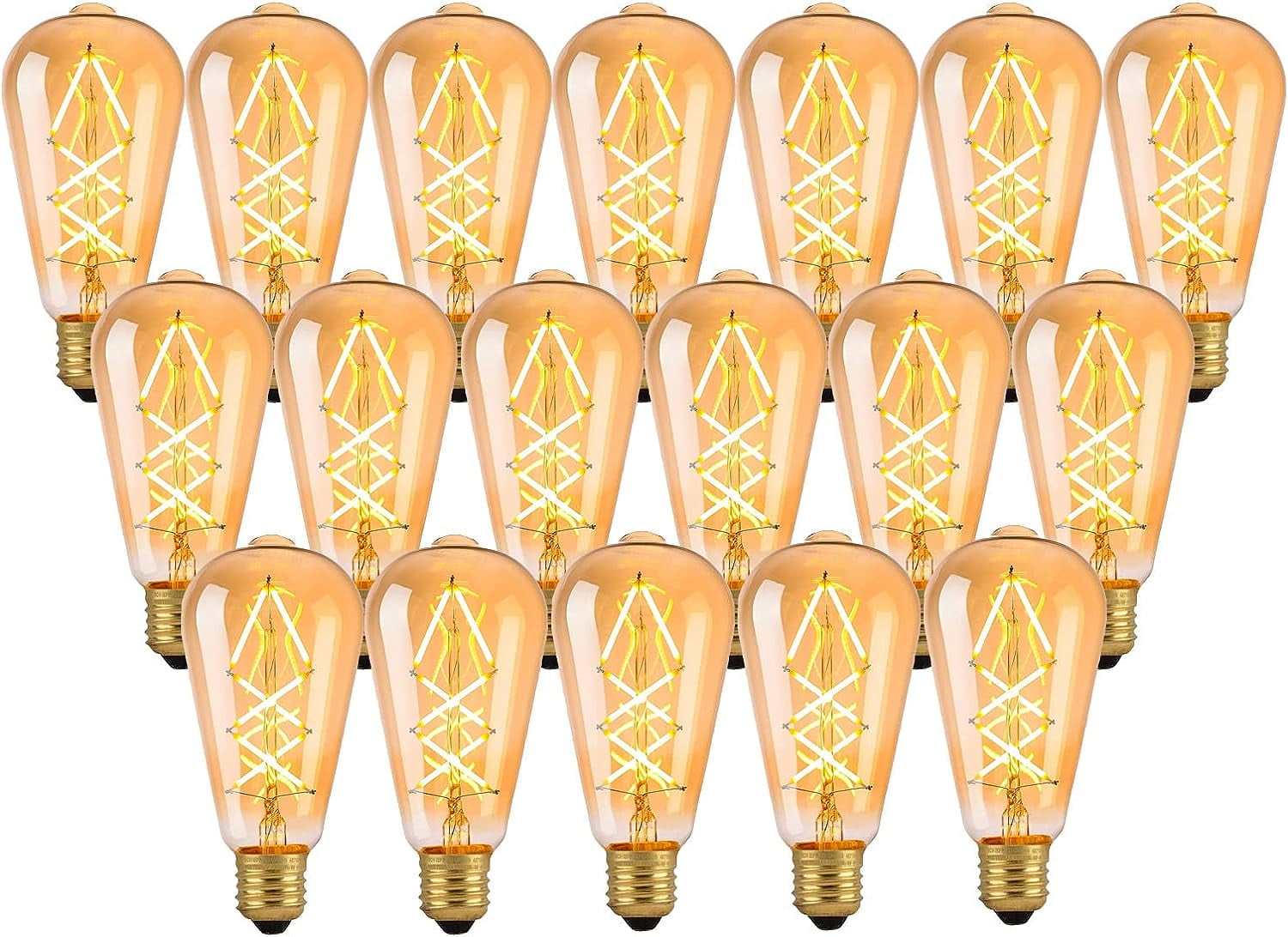 OMED LED Edison Light Bulb 18 Pack, Dimmable Vintage Style Amber Glass ...