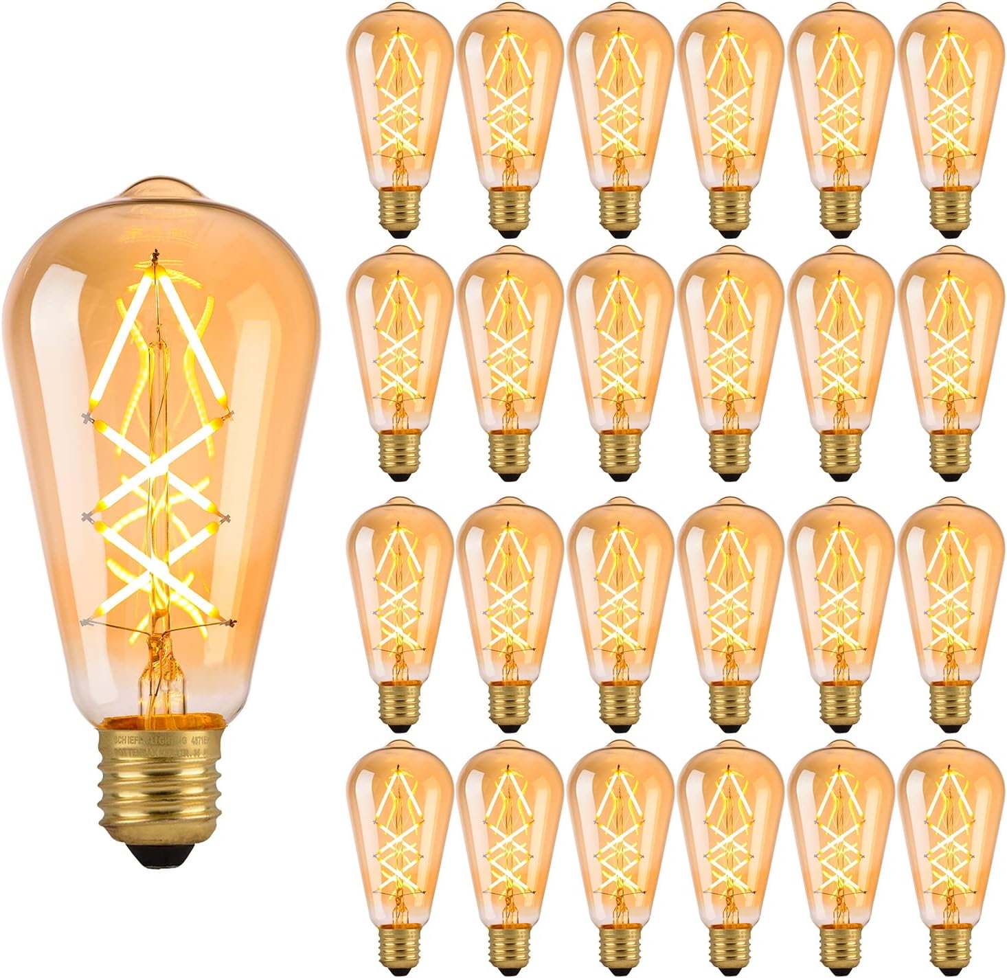OMED LED Edison Light Bulb 24 Pack, Dimmable Criss-Cross Filament LED ...