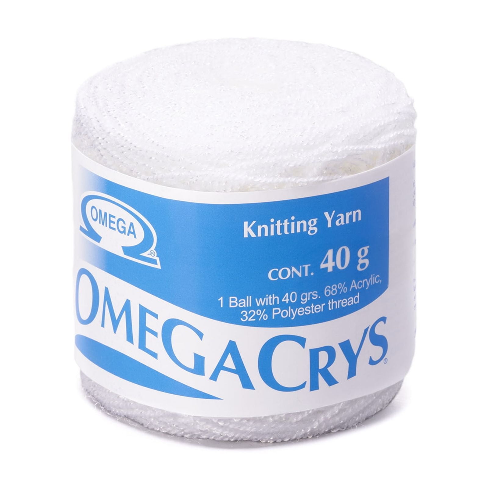 OMEGA Fine Crystal Yarn, 40gr, White Acrylic Polyester, Superfine ...
