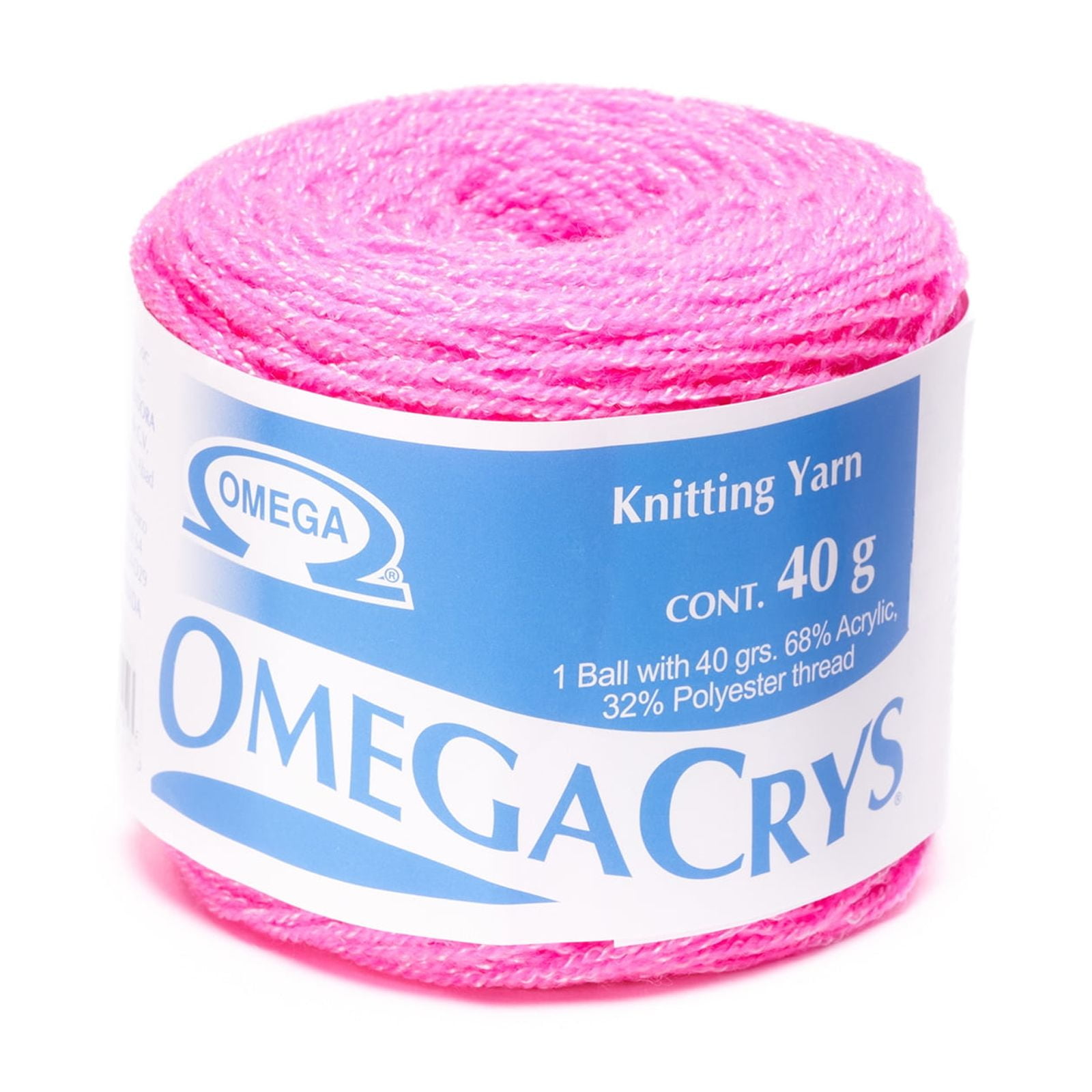 OMEGACRYS Fine Crystal Yarn, Flamingo Pink, 40g, Acrylic and Polyester ...