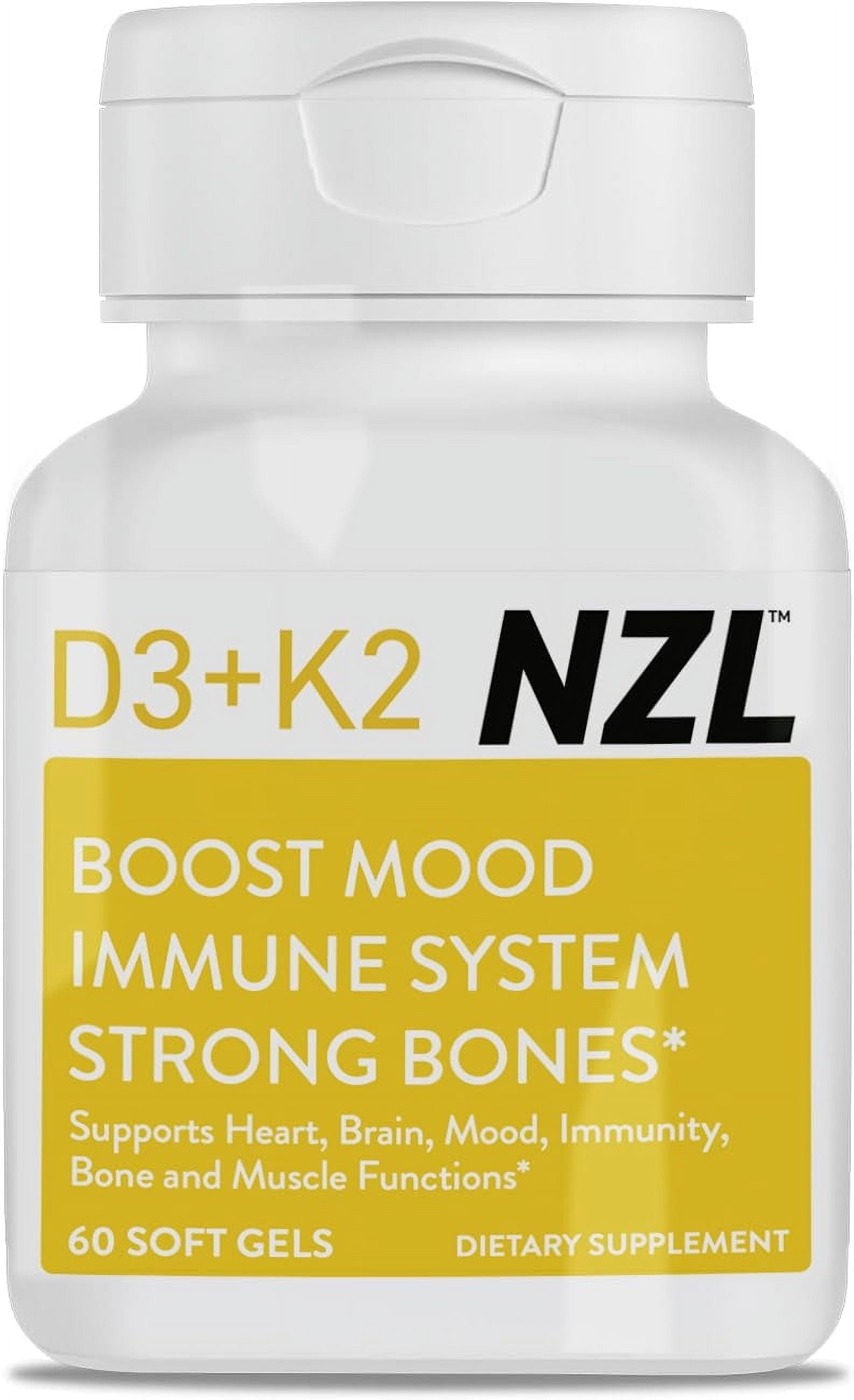 OMEGANZL NZL Vitamin D3 & K2, High Potency D3 2000IU and K2 (MK7) 80mcg ...