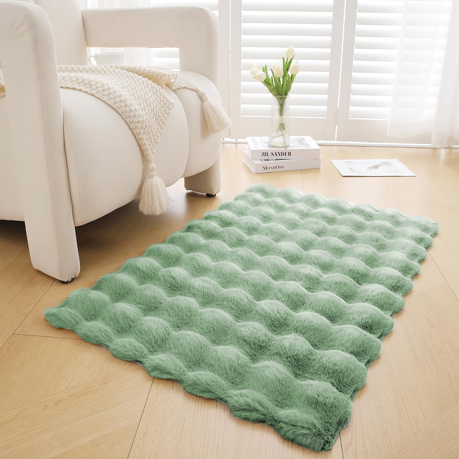 OMELA 24"x36" Entry Rug Door Mat,Washable Non Slip Faux Fur Fluffy Door ...