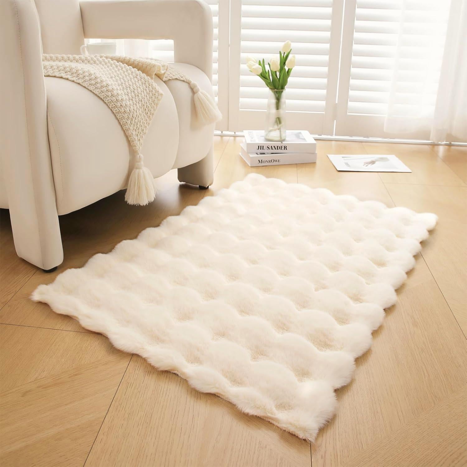 OMELA 24"x36" Entry Rug Door Mat,Washable Non Slip Faux Fur Fluffy Door ...