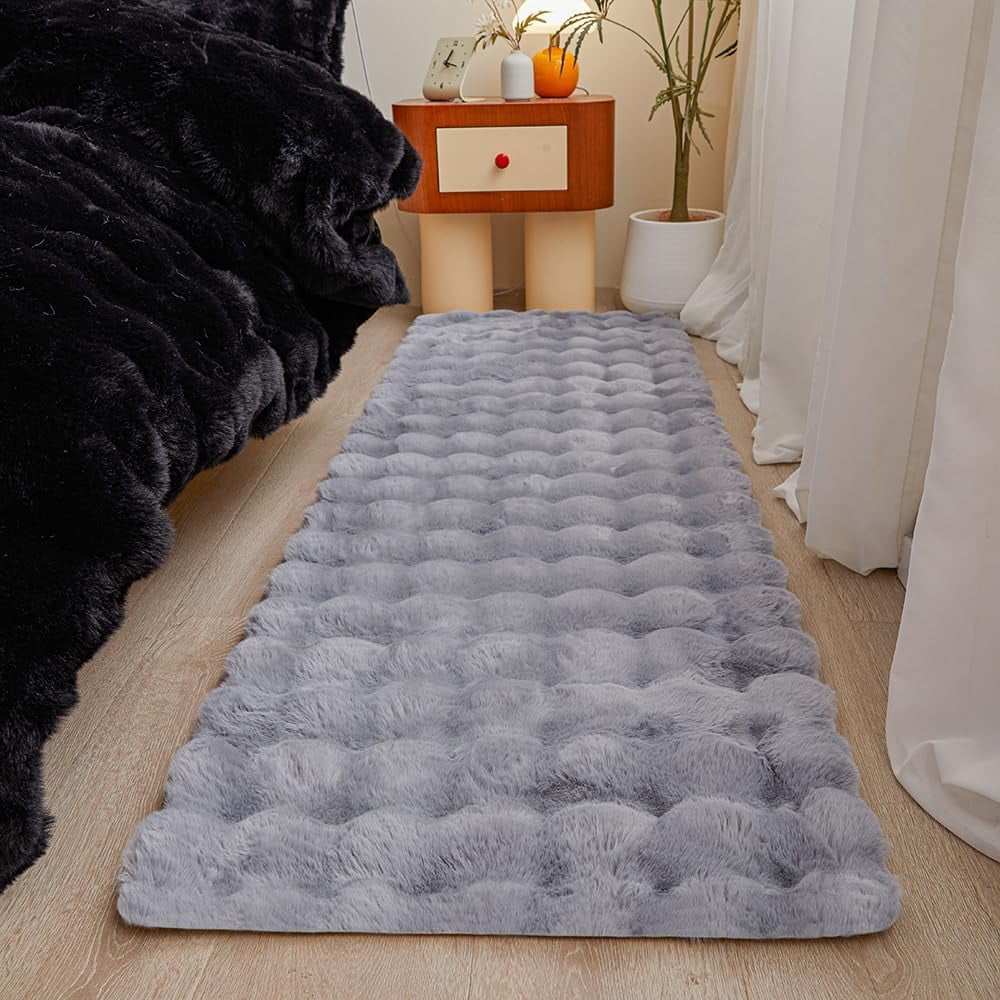 OMELA 24"x60" Faux Fur Indoor Hallway Runner Rug, Ultra Soft Fluffy Non ...