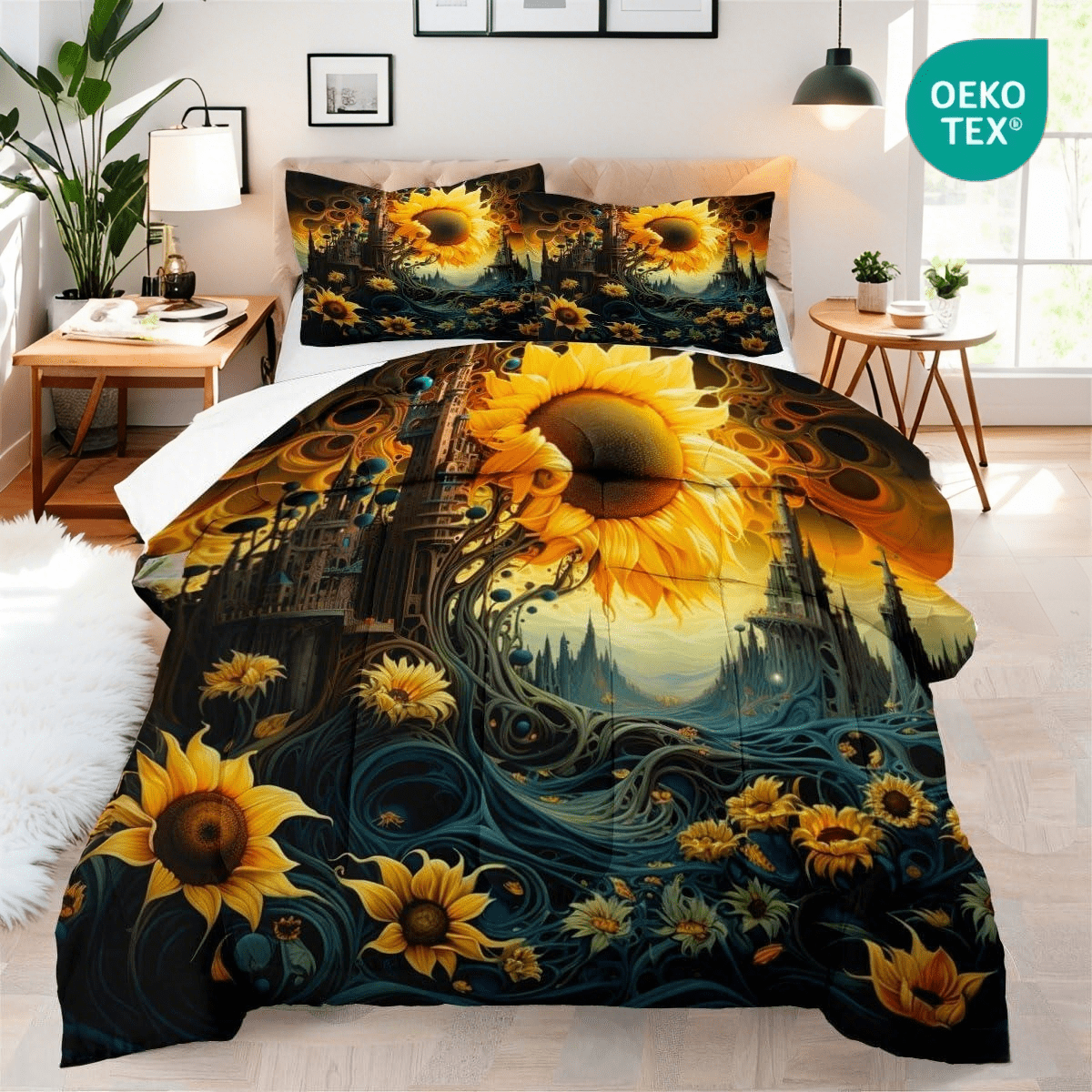 OMELA Floral Queen Comforter Set,3 Pcs Chic Vintage Floral Bedding Set ...