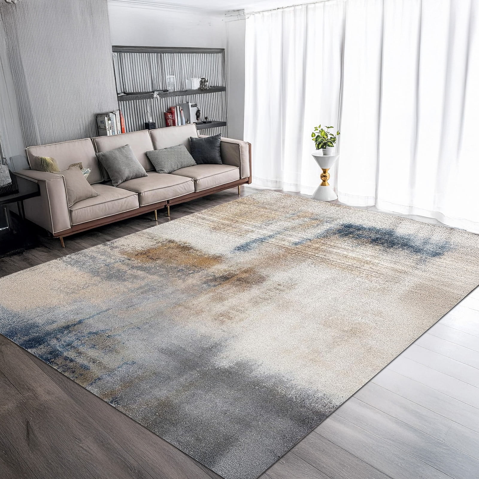 OMERAI 8'x 10' Machine Washable Area Rug Abstract Rugs Ultra-Thin Area ...