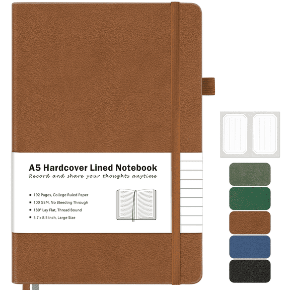 BNNG Hole Punched Notebook A6 Leather Notebook With 12 Loose-Leaf ...