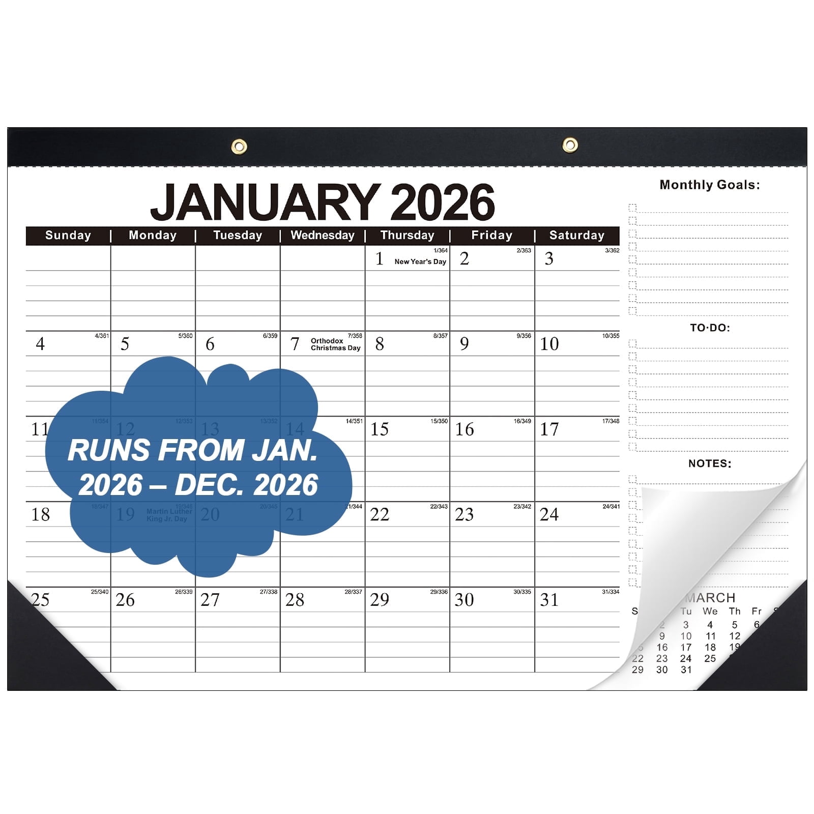 OMEYA 2026 Desk Calendar, 2026 Monthly Calendar, Large Size 17 x 12 in ...