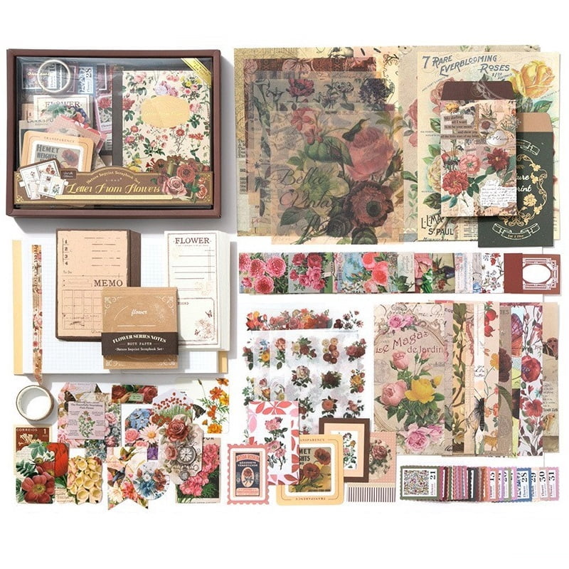 OMEYA Scrapbooking Supplies Kit, 351pcs Vintage Scrapbook Kit ...