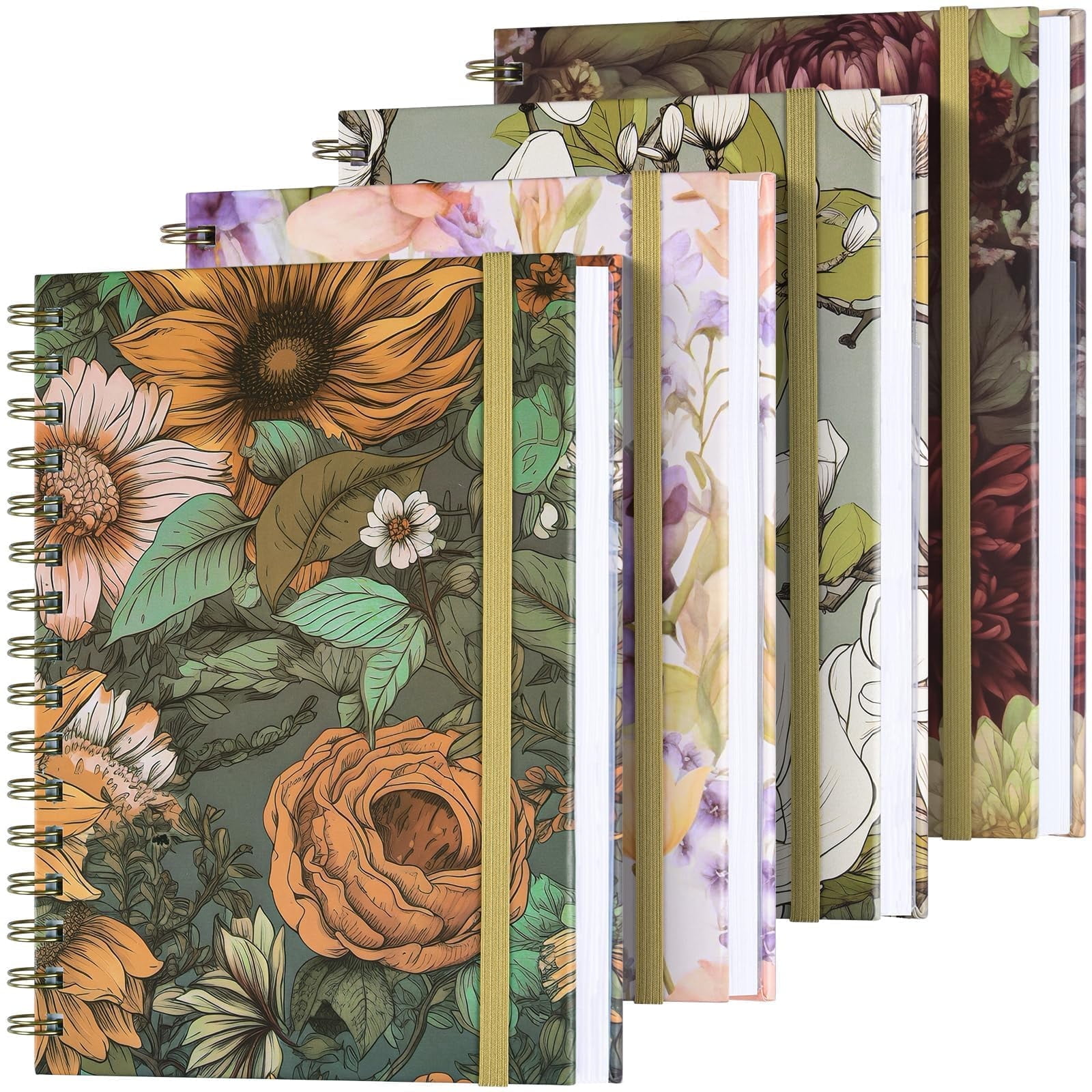 OMEYA Spiral Notebook 4 Pack, Lined Journal A5 Size, Hard Cover Spiral ...