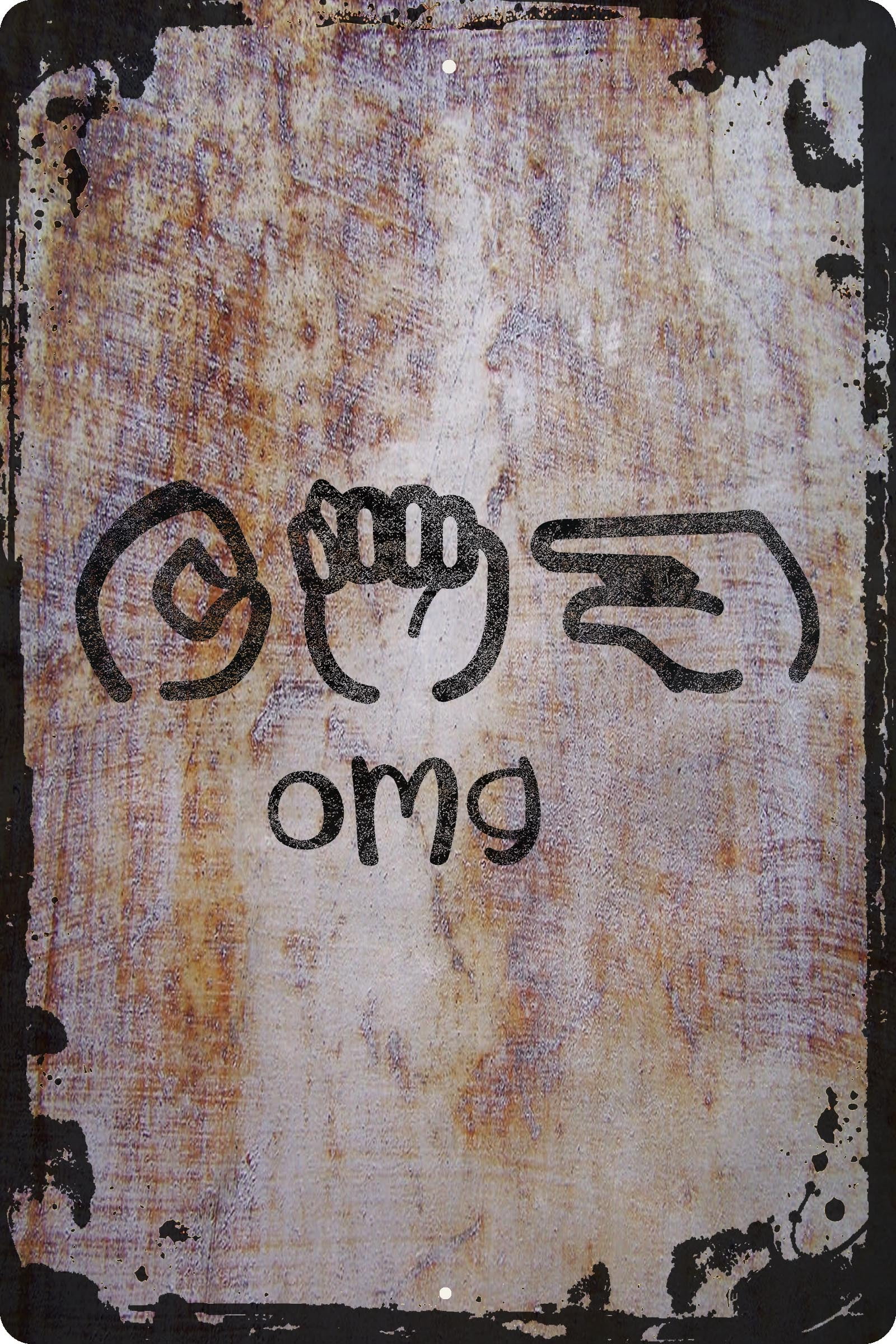 OMG sign language ASL hands Beige Wall Art Decor Funny Gift 12 x 18 ...