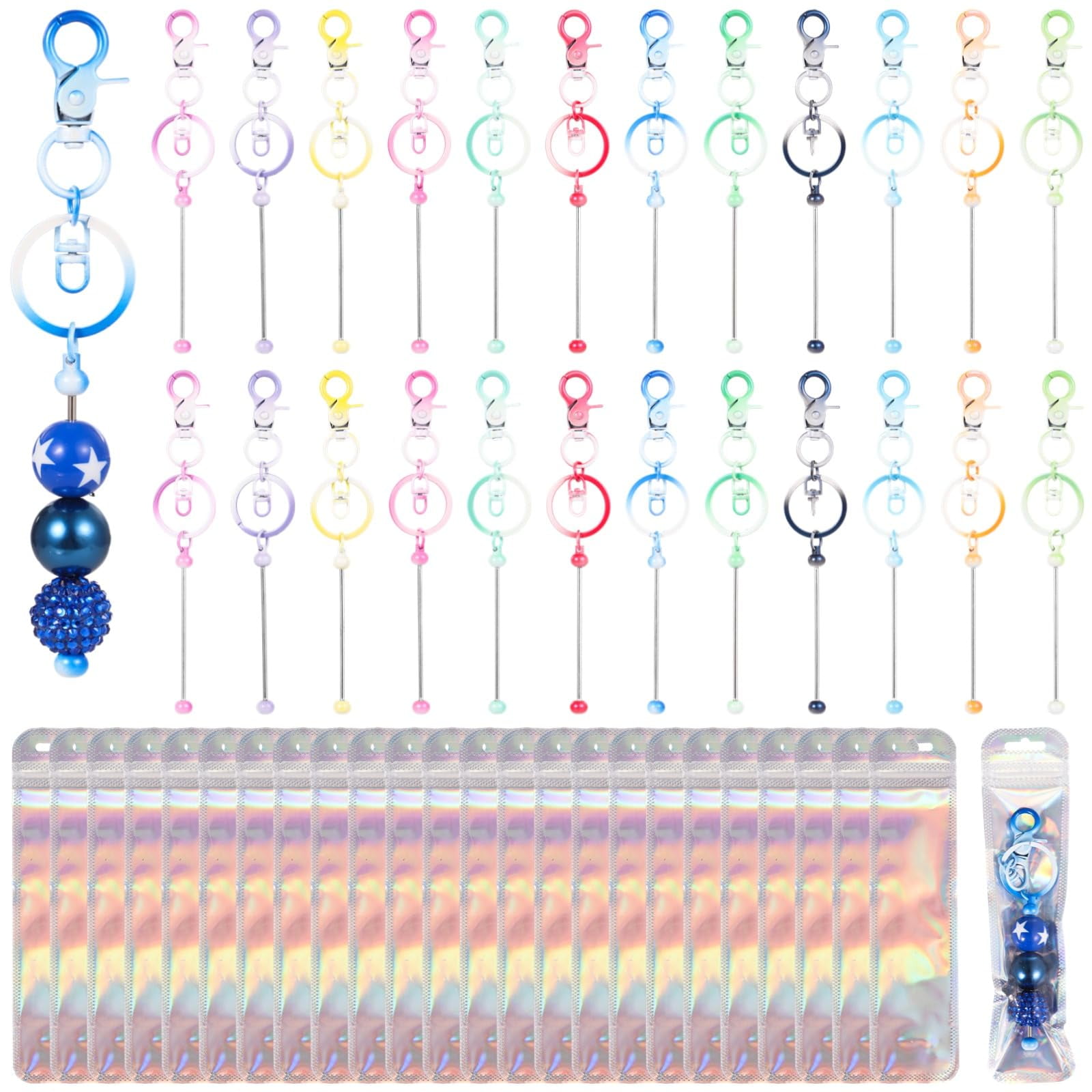 OMISTAR 48 Pcs Beadable Keychains Bars AIS1 Set, including 24 Pcs ...