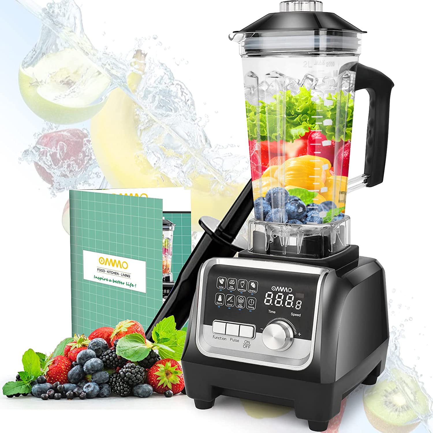 OMMO Blender 1800w, Professional Kitchen Countertop Blender Smoothie ...