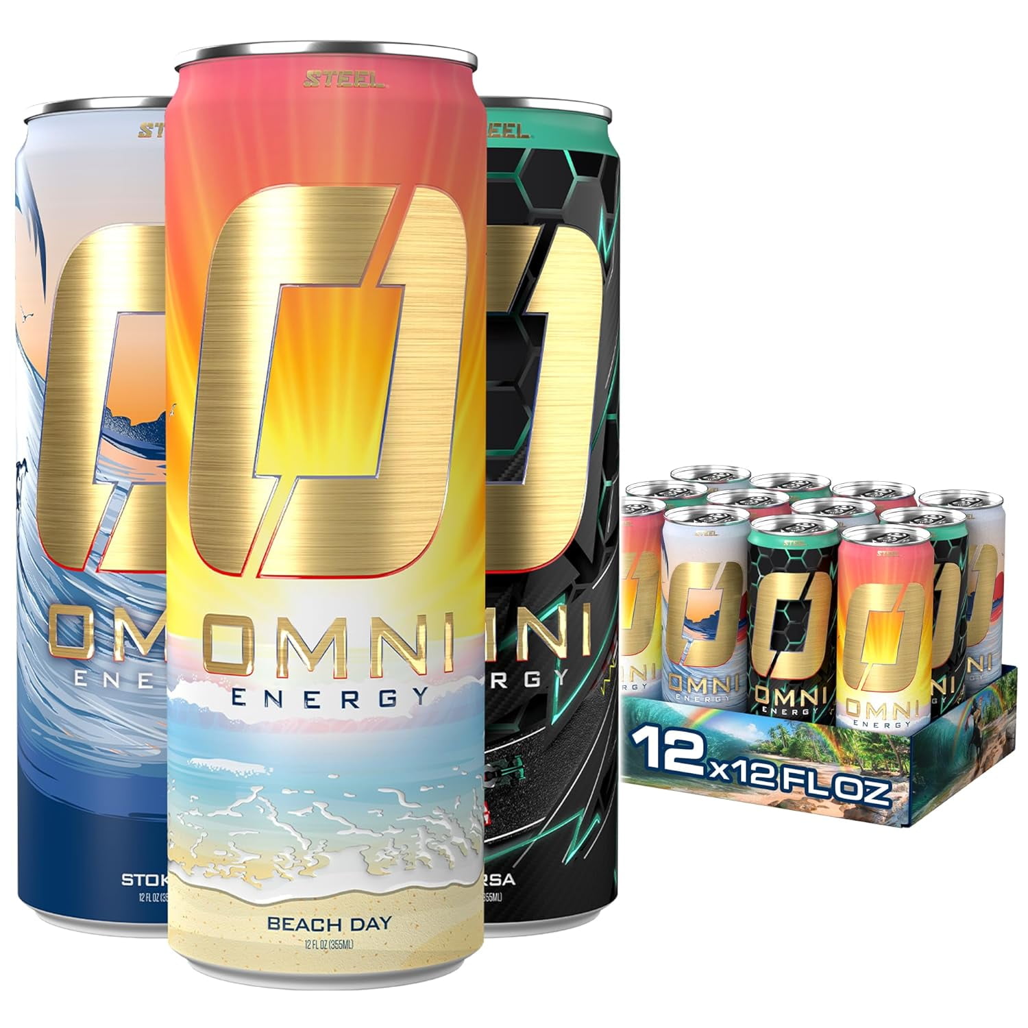 OMNI Energy Drink Variety 12 Oz (Pack of 12) | Contains 200mg Natural ...