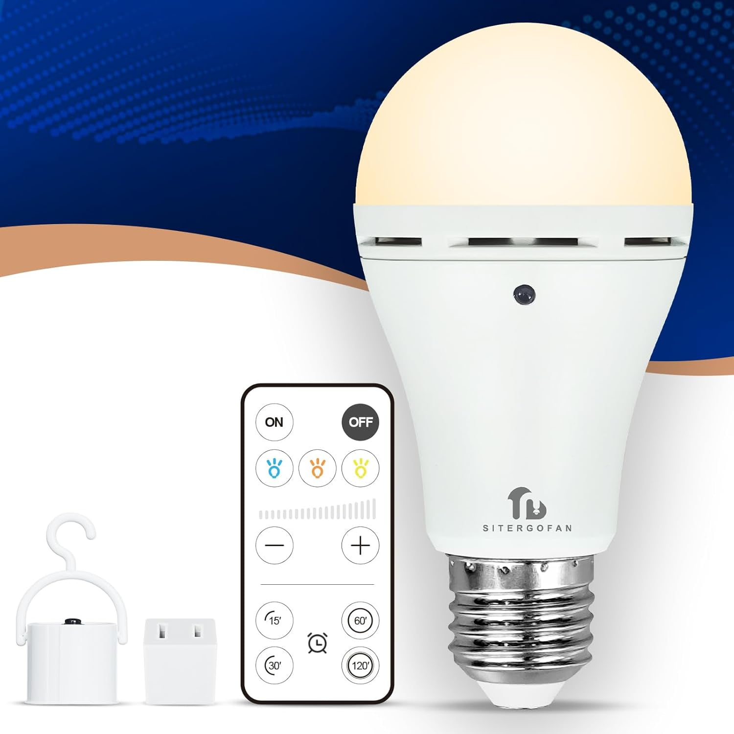 OMNI Rechargeable Light Bulb with Remote Control, 9W E26 LED Battery ...