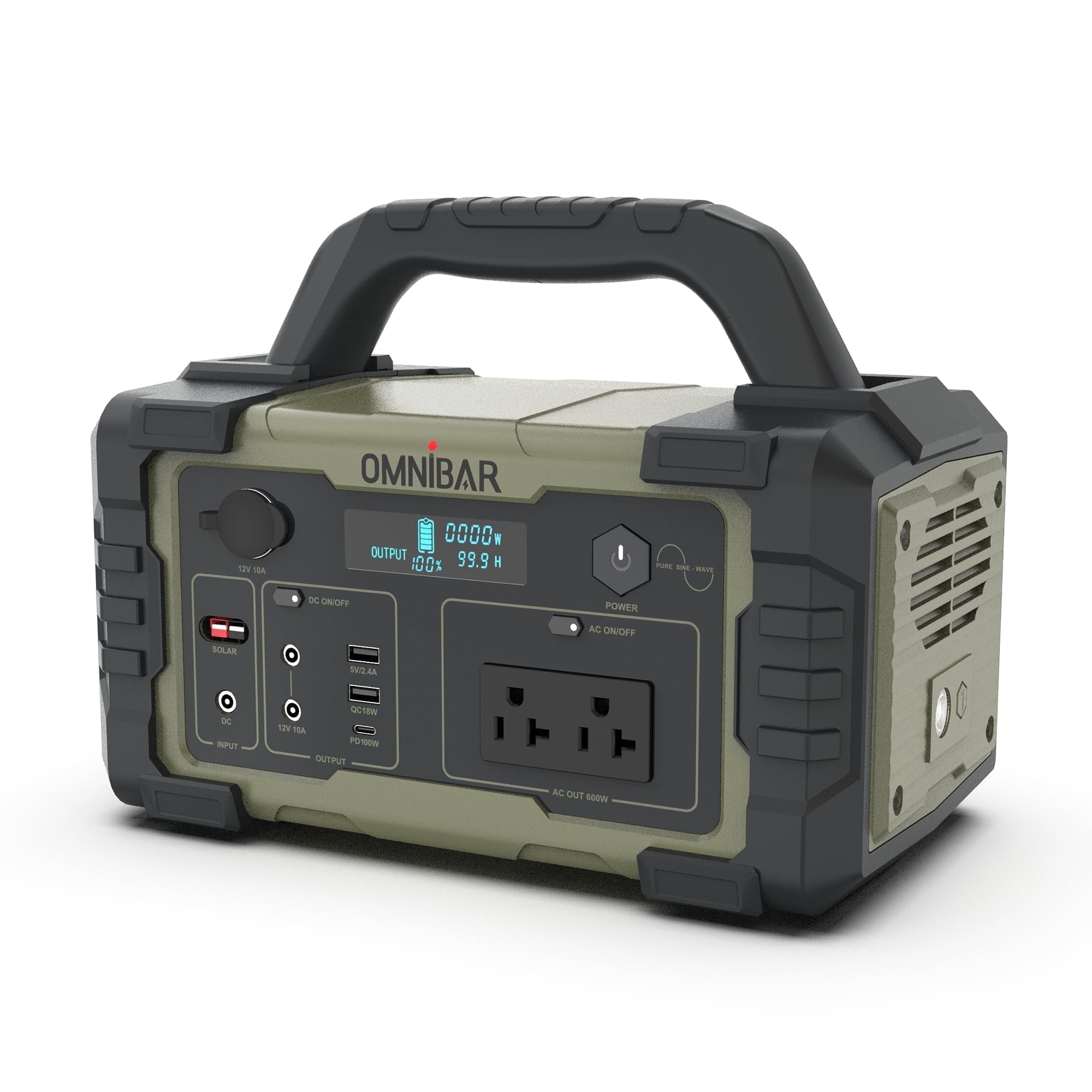 OMNIBAR Ironman600 Olive Green 600W Ultrahigh Portable Power Station ...