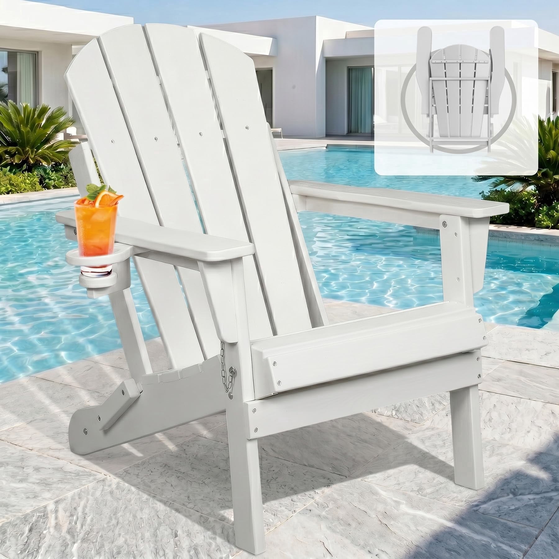 Omniberg Folding Adirondack Chairs, Plastic Outdoor Patio Chairs with ...