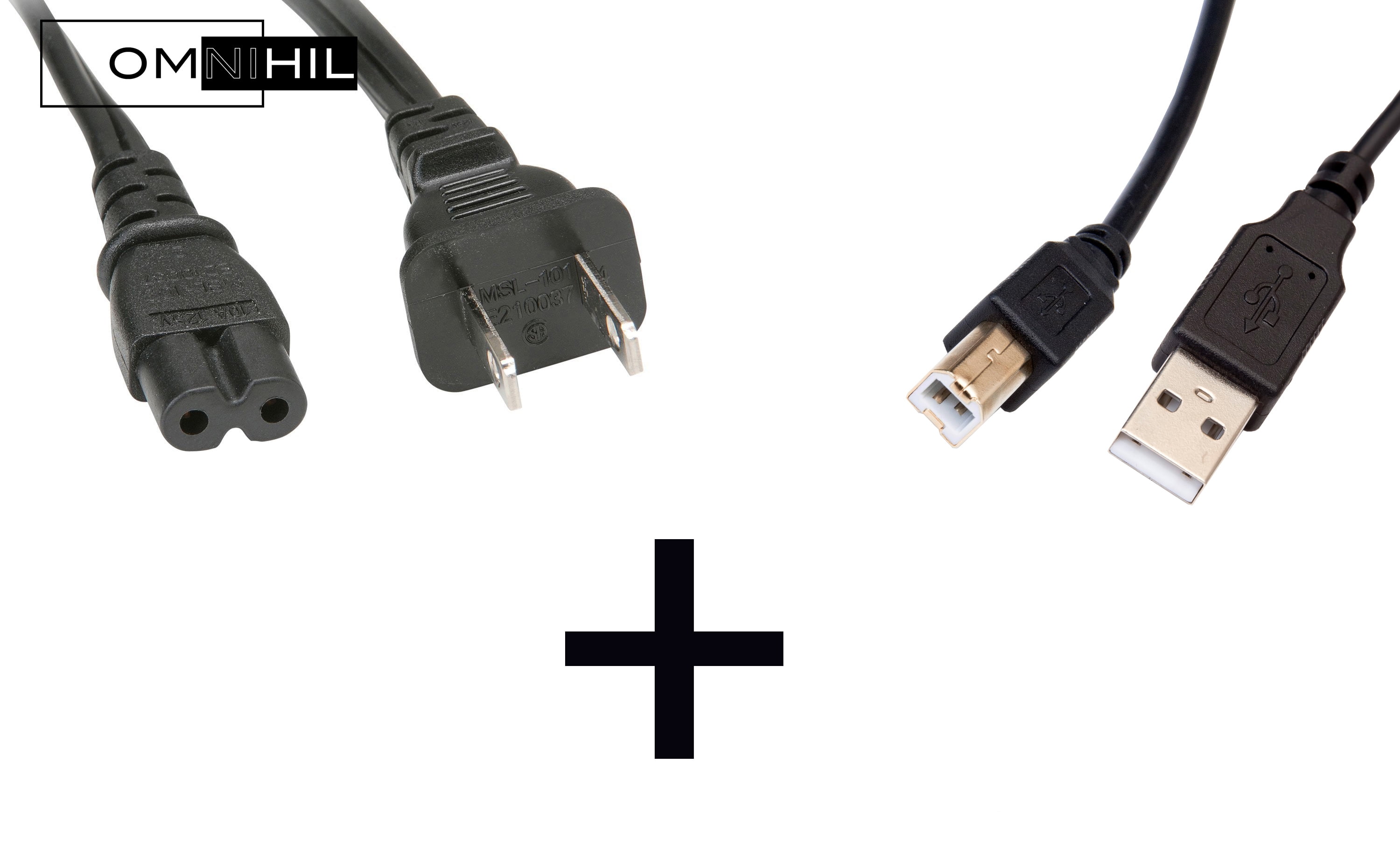 OMNIHIL (10 FT) AC Cord + 2.0 USB Cable for Epson WorkForce ...