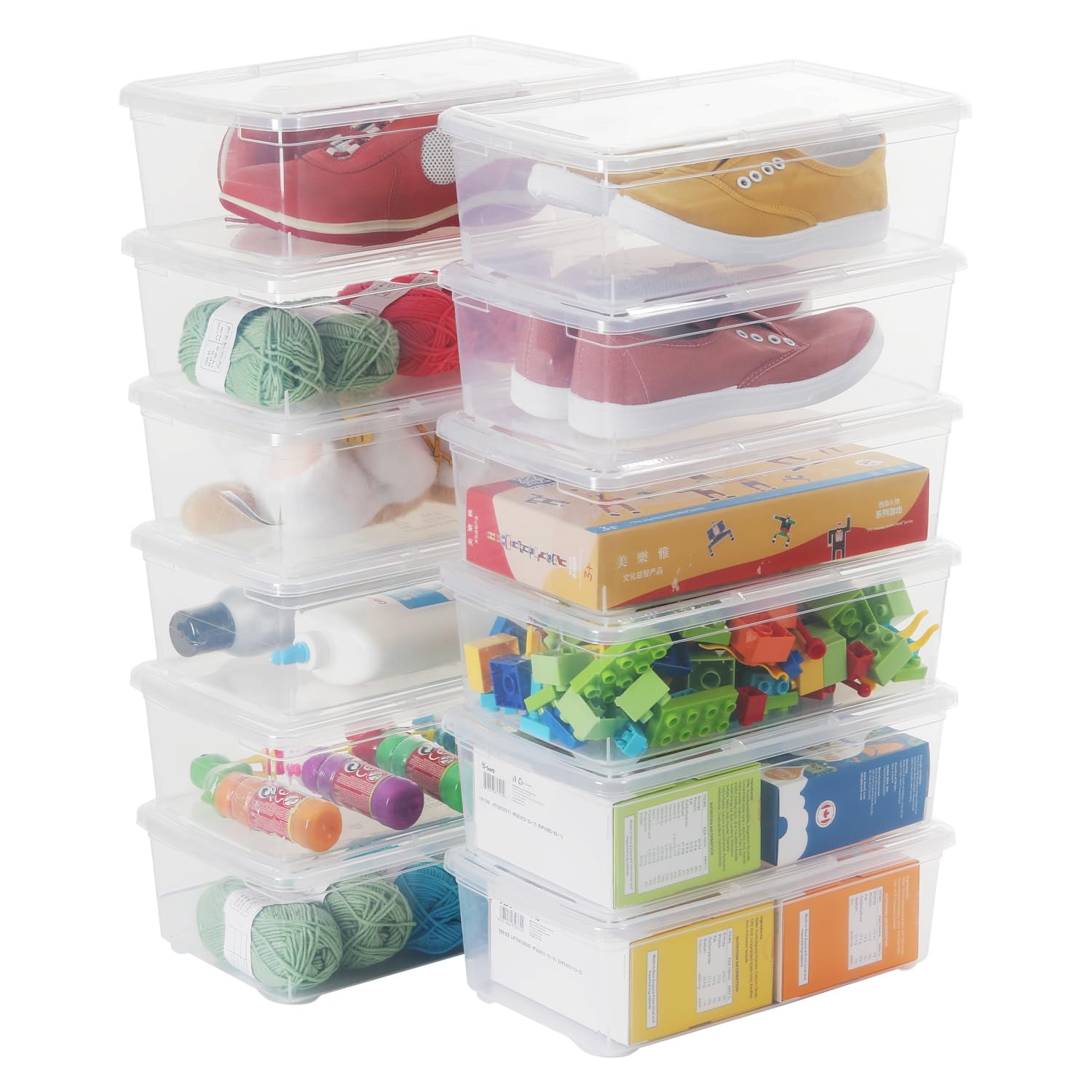 OMNISAFE Stackable Plastic Storage Shoebox, BPA-Free Nestable Container ...