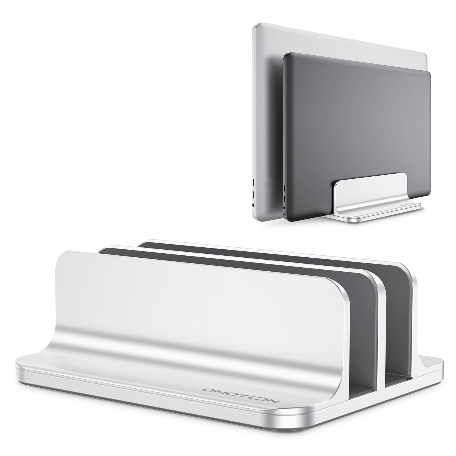 OMOTON Vertical Laptop Stand [Updated Double Version], Desktop Aluminum ...