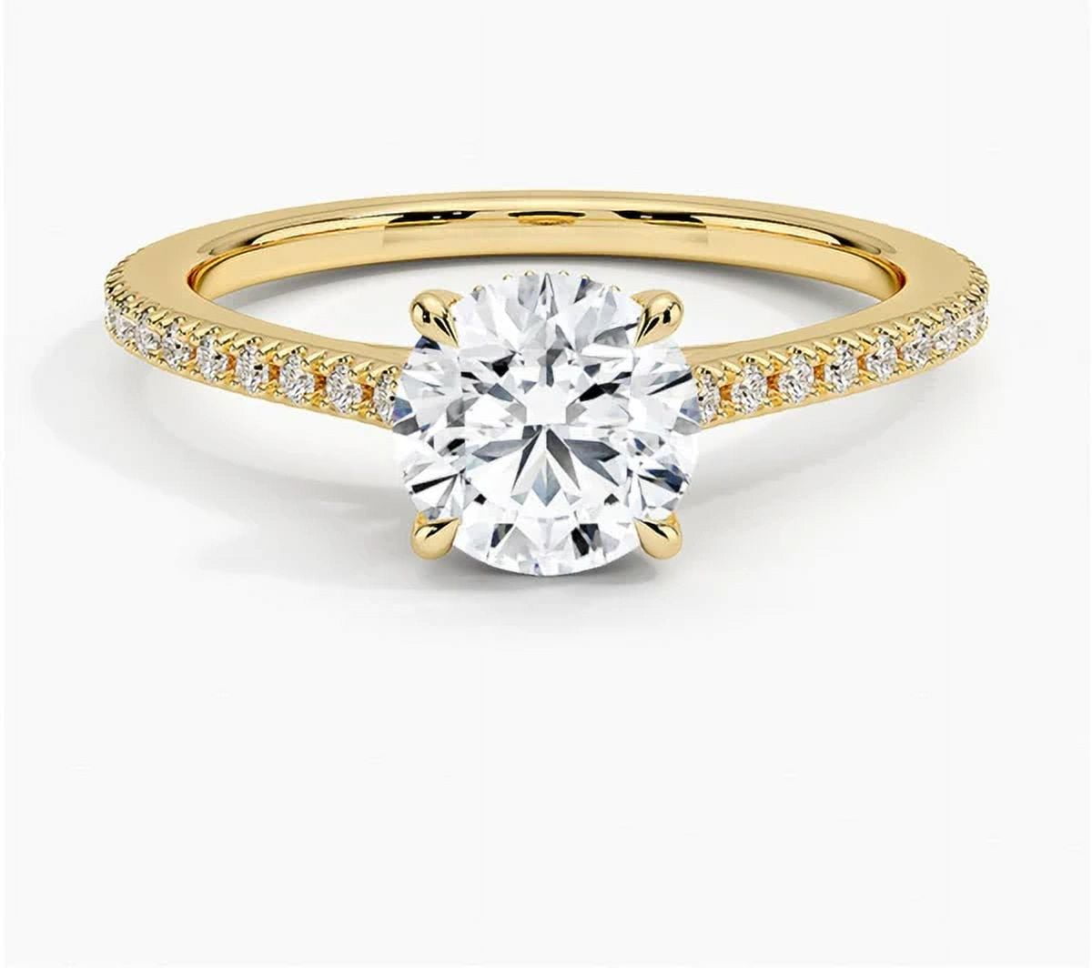 OMRE 1 Carat Yellow Gold Women Engagement Ring Lab Grown Lab Created ...