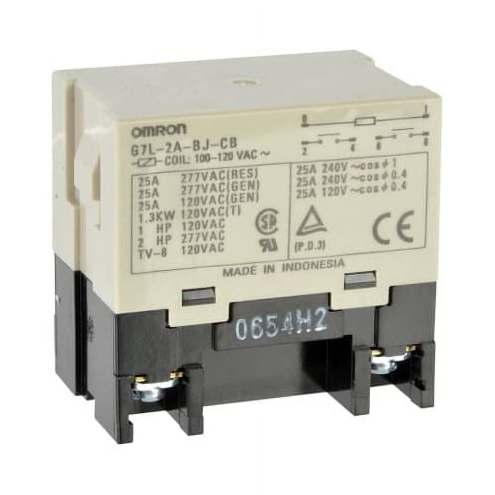 OMRON G7L-2A-BJ-CB AC100/120, Relay,E-Mech,DPST-NO,Ctrl-V 100/120AC,25A,250VAC,Brckt Mnt,Screw ...