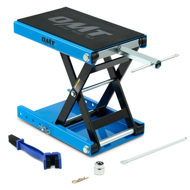 OMT 1100 lb Motorcycle Lift Jack Scissor Jack Stand with T Handle Wide Deck Blue - Walmart ...