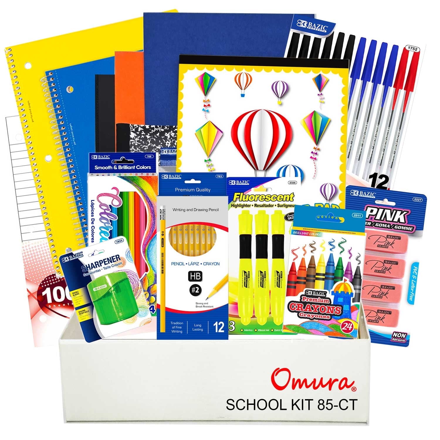 OMURA Learning Elementary School Back to School Supply Box, 85-Piece ...