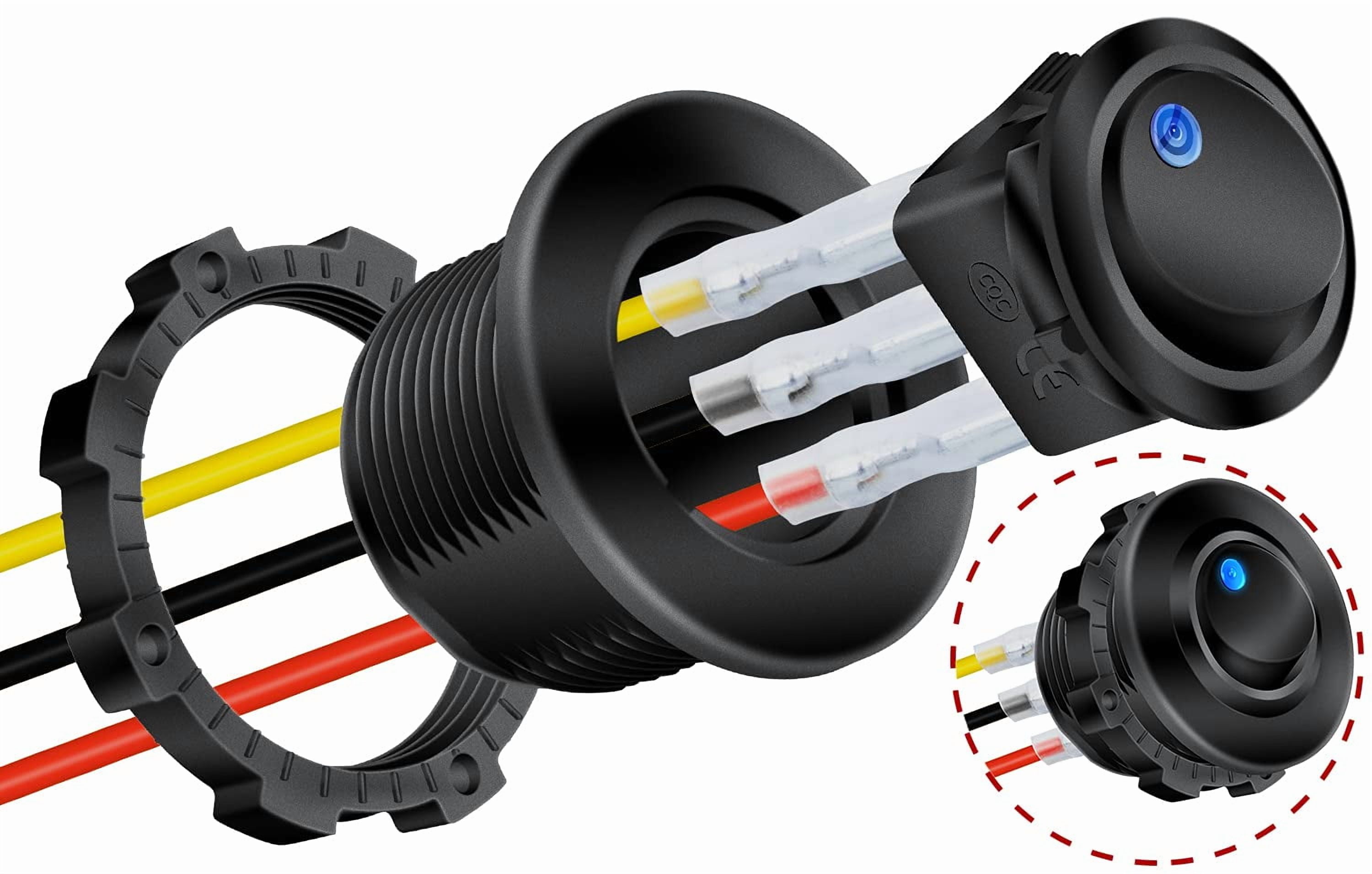 ON Off Round Rocker Switches SPST 20mm Mini 12 Volt DC Mini Circle ...
