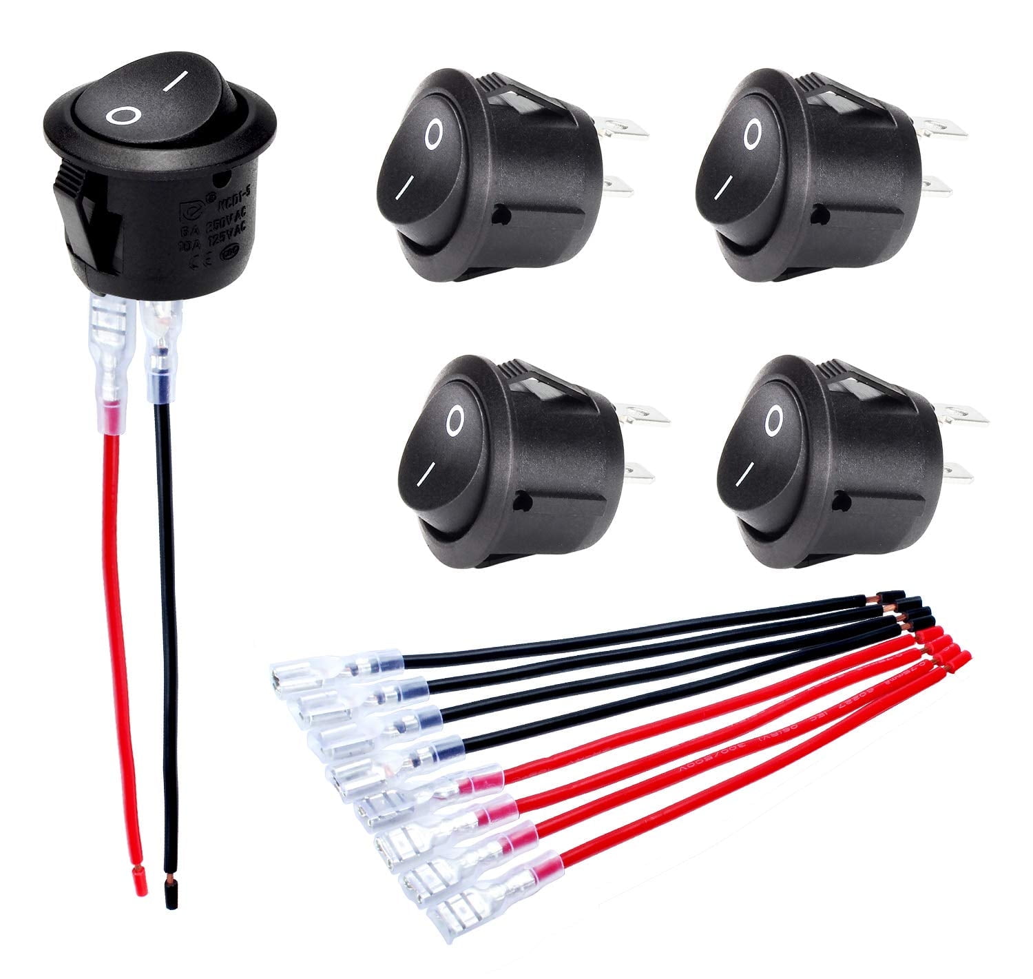 ON Off Round Rocker Switches SPST 20mm Mini 12 Volt DC Mini Circle ...