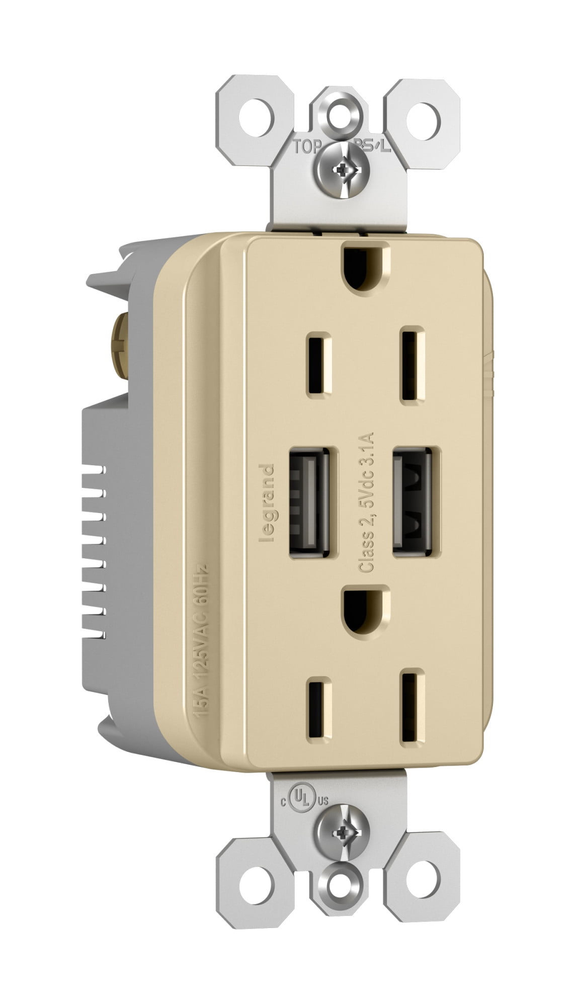 ON-Q Combination Power Outlets Decorator Duplex USB Charger Receptacle ...
