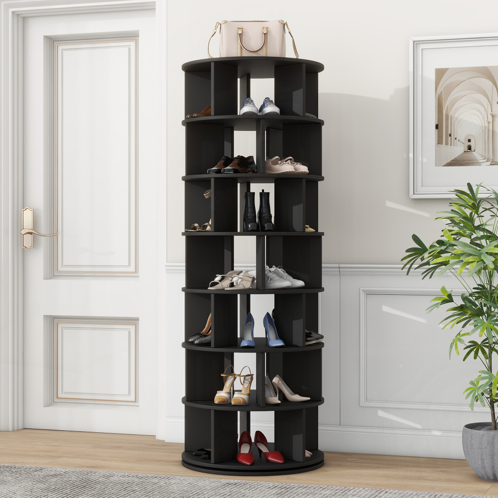 ON-TREND Φ23.6'' Rotating Shoe Rack Tower, 7-Tier Spinning Shoe Shelf ...
