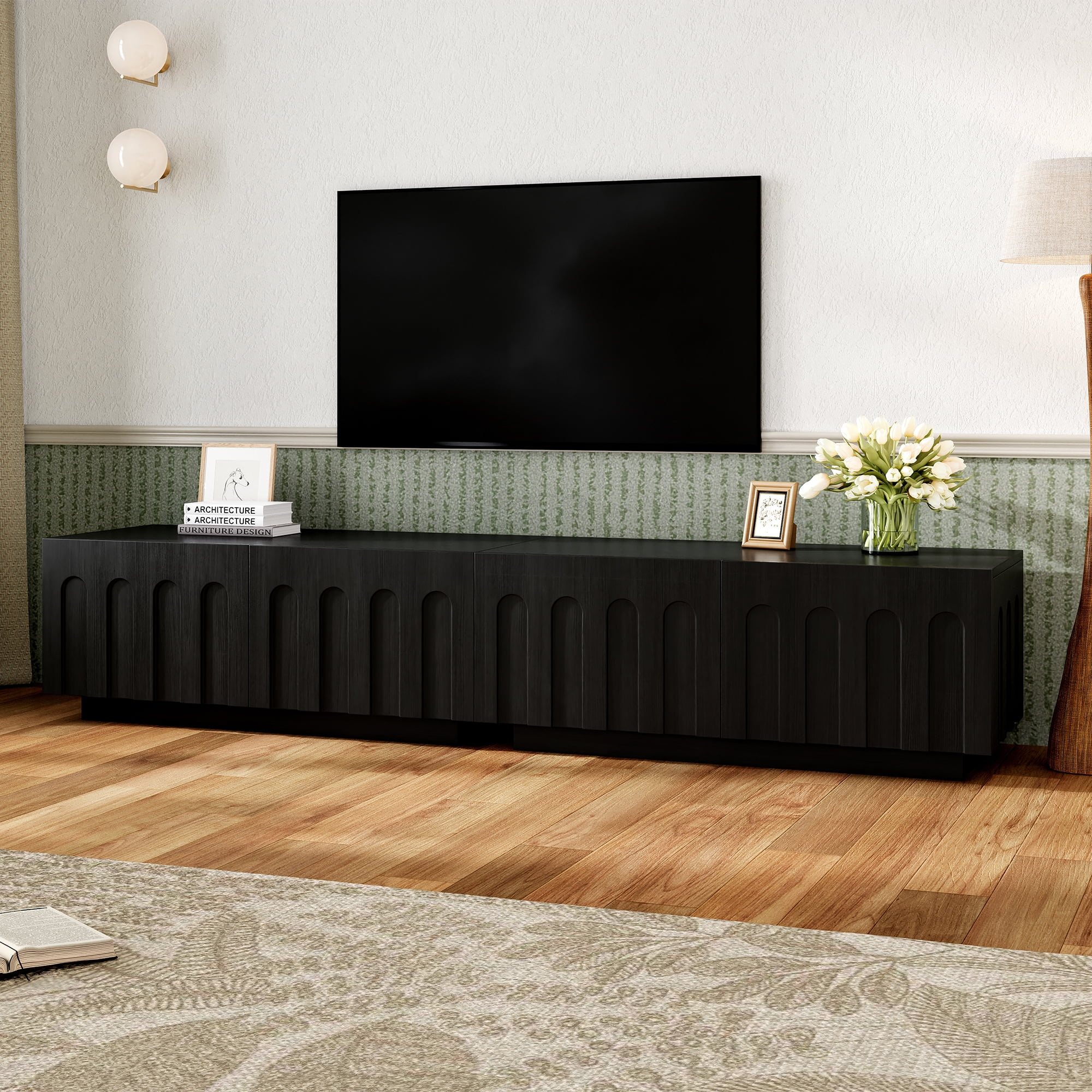 ON-TREND Elegant TV Stand with Arched Design for TVs Up to 80", Modern ...