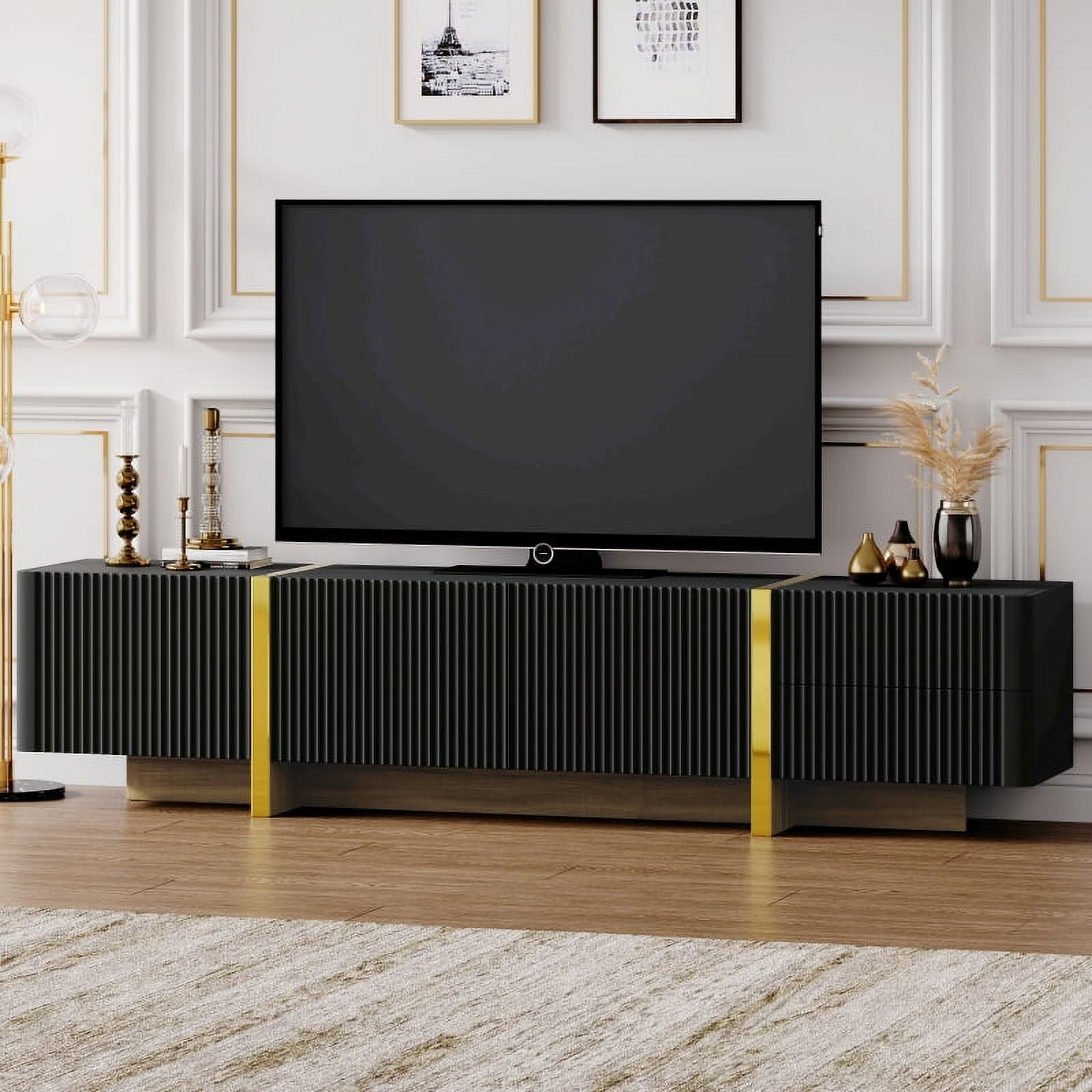 ON-TREND Luxury Fluted TV Stand for TVs Up to 80'', Modern ...