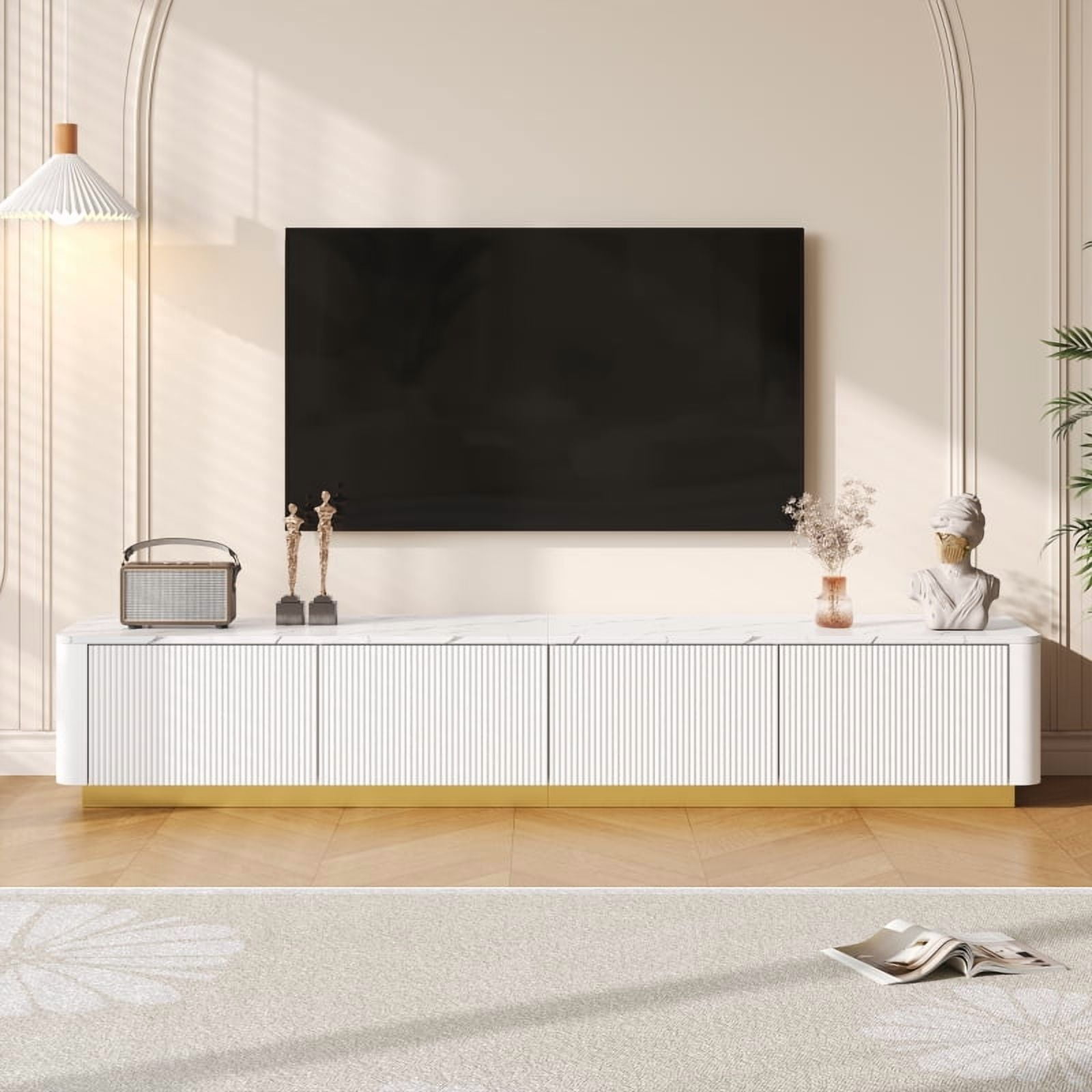 ON-TREND Modern APP Controlled LED TV Stand for TVs Up to 105'', Faux ...