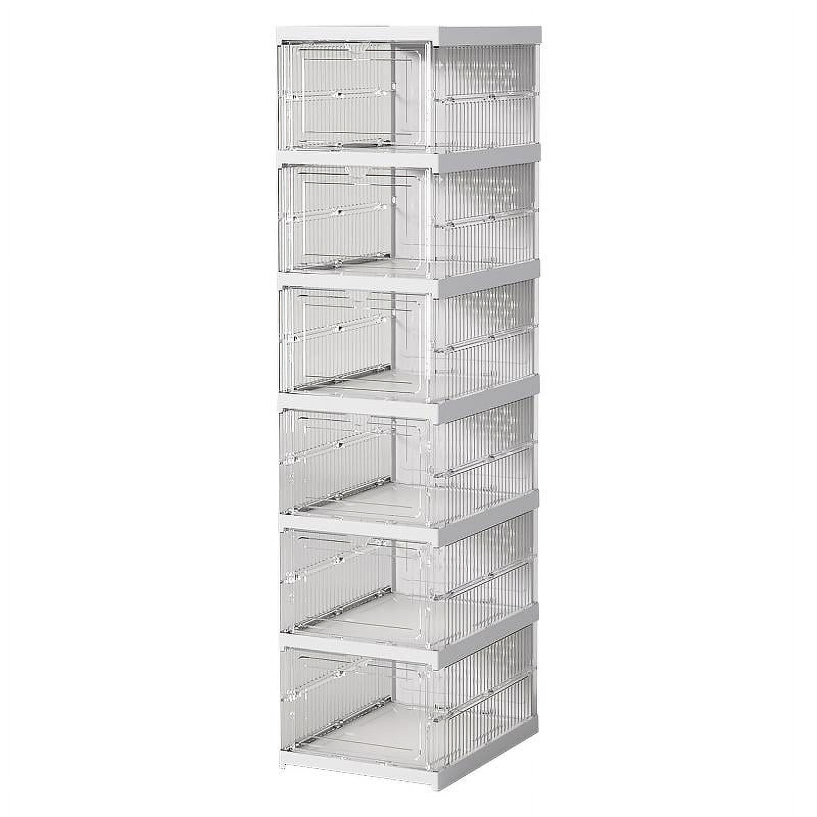 ONAIL Foldable Shoe Rack Storage Box, Free Standing Bins Stackable Plastic, Size up to 14 shoe ...