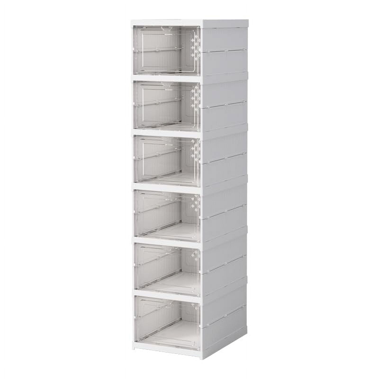 ONAIL Large Shoe Storage Box, 6-Tier Folding Shoe Rack with Clear Door, Plastic Sneaker Boxes ...