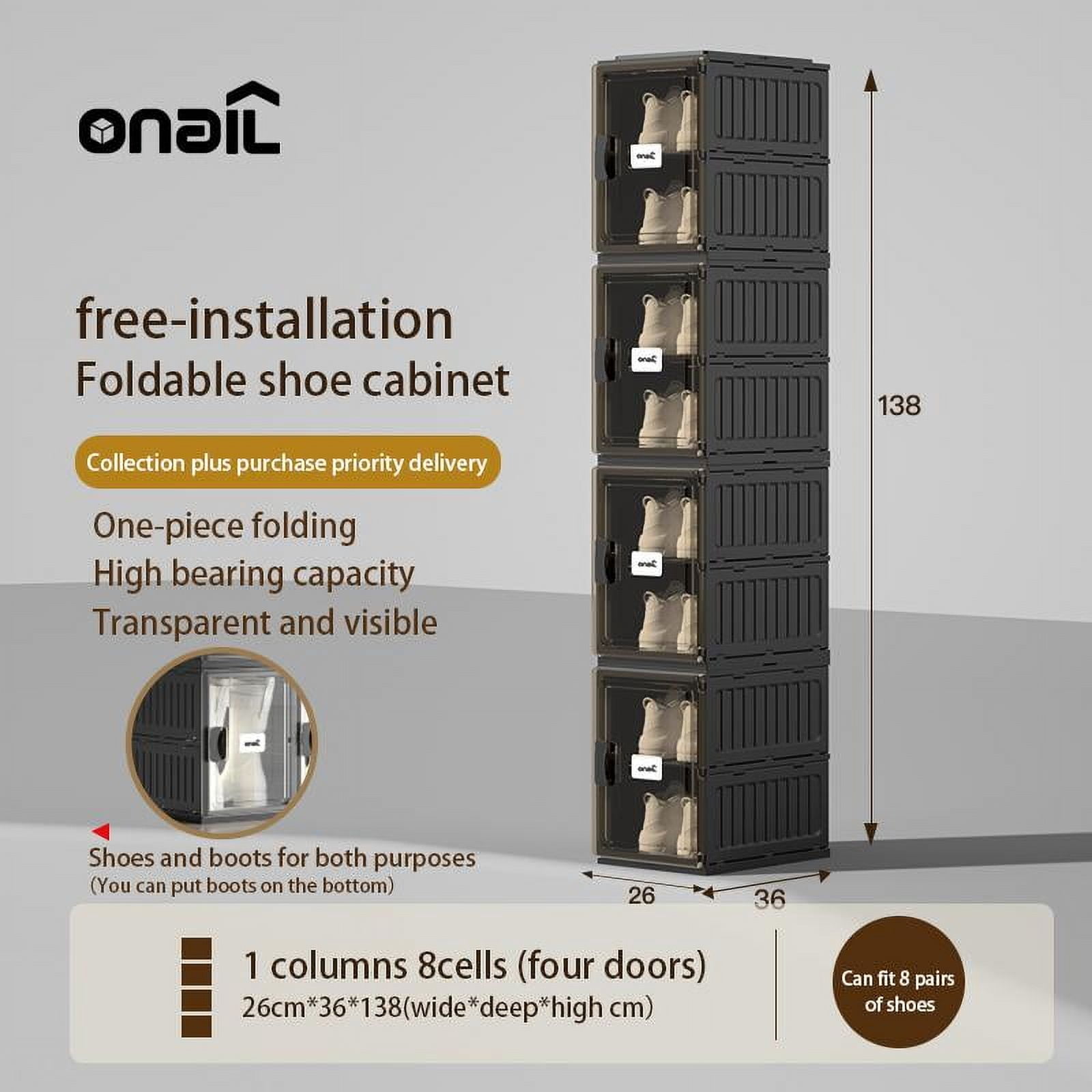 ONAIL Portable Folding Shoe Organizer Storage Box with Magnetic Clear ...