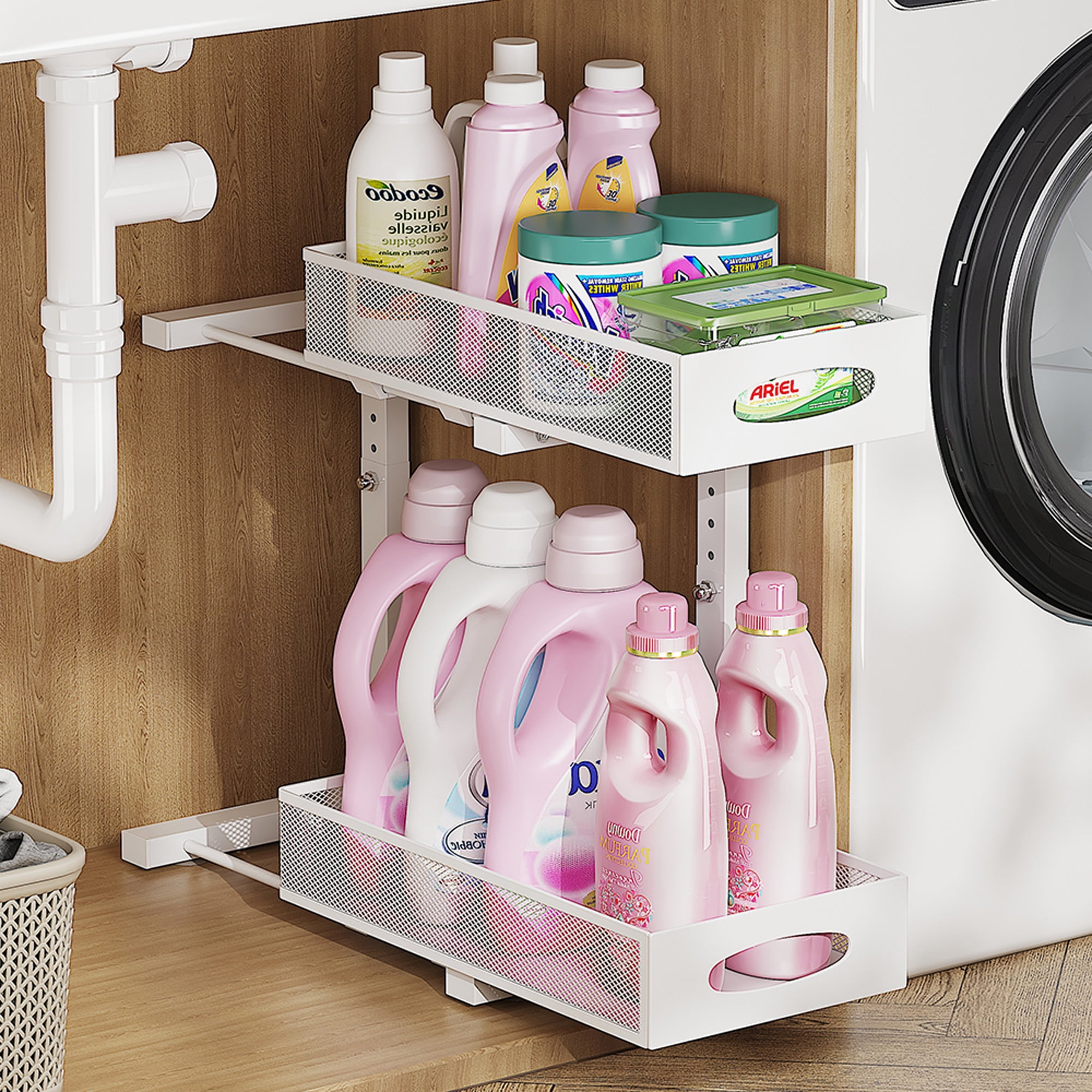 ONAIL Under Sink Organizer And Storage, 2 Tier Slide Out Sink Shelf ...