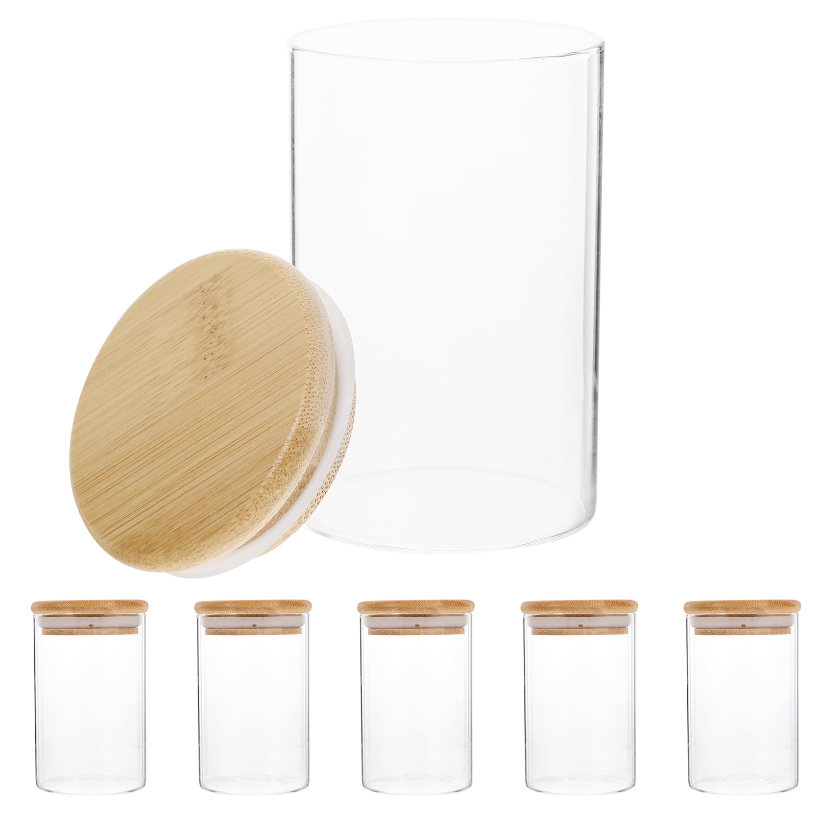 Houderco Cylindrical Glass Containers For Home Supplies 6Pcs 11.8X7.9X3 ...